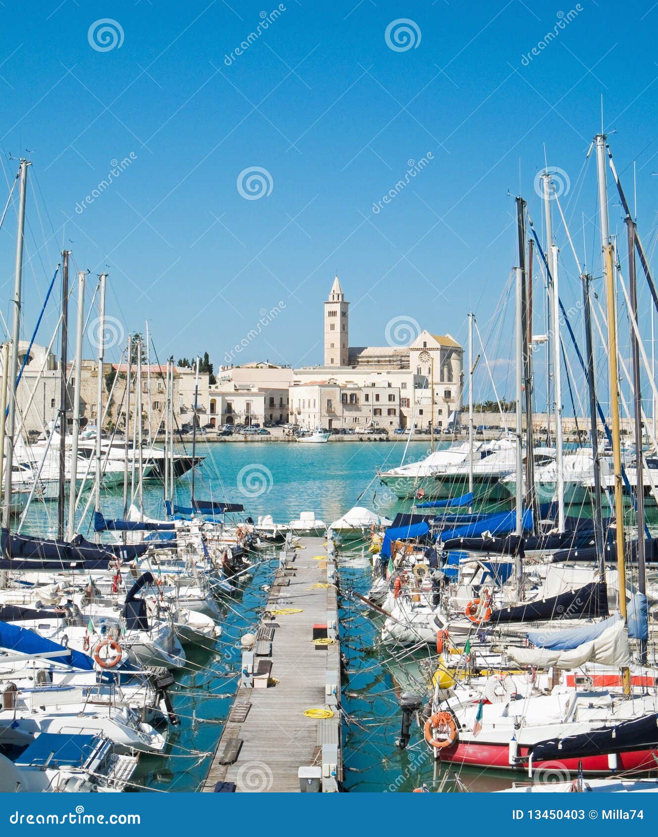 Touristic Port of Trani. Apulia. Stock Image - Image of historic ...