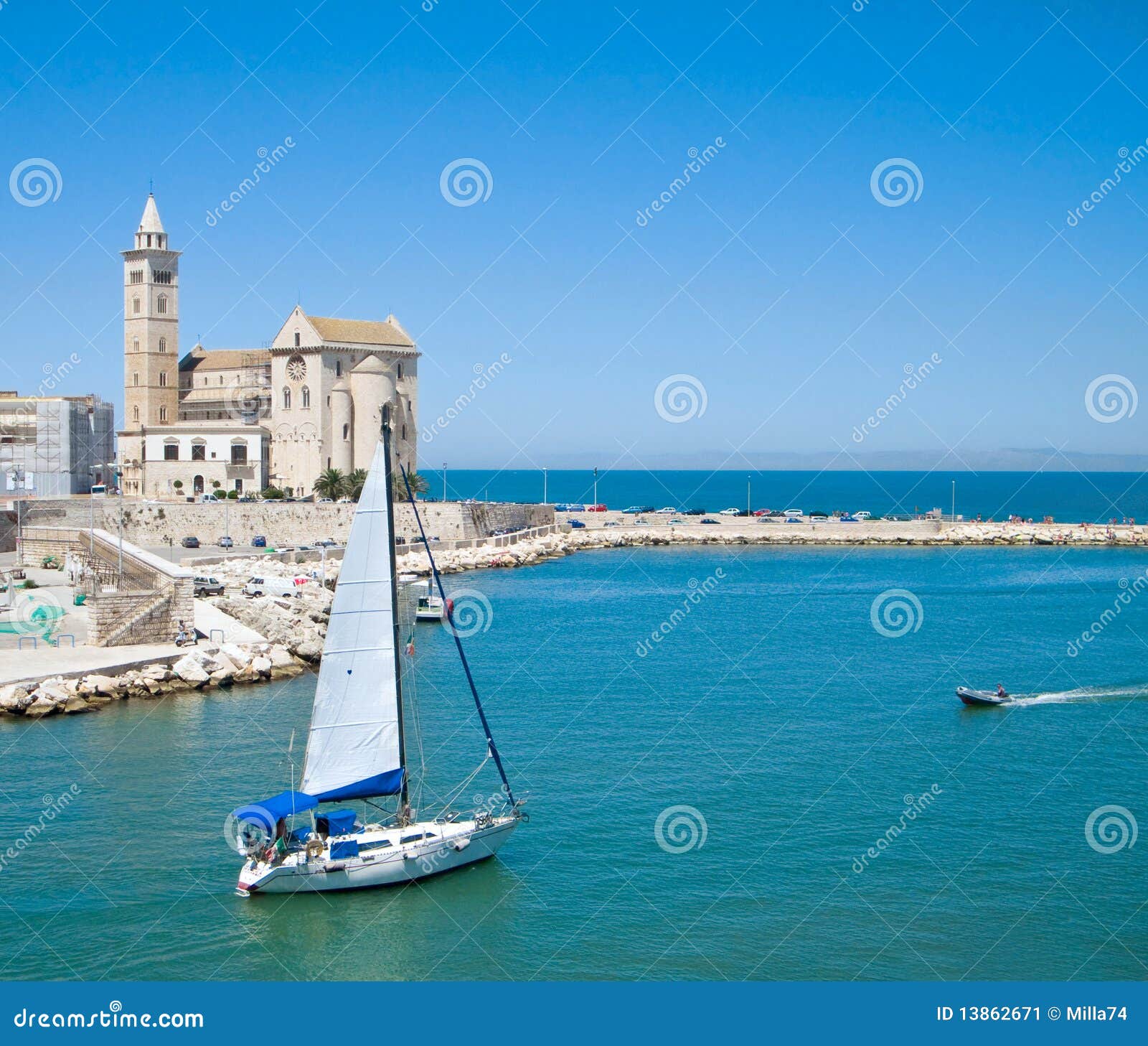 Touristic Port of Trani. Apulia. Stock Image - Image of boating, boat ...