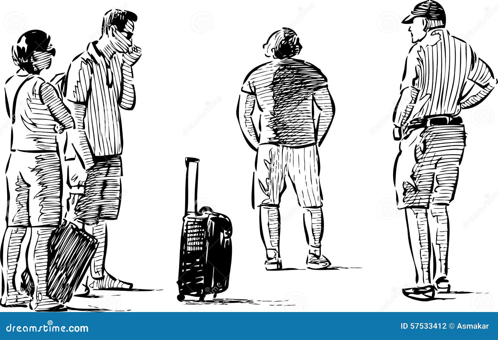 Tourists awaiting stock vector. Illustration of tourists - 57533412