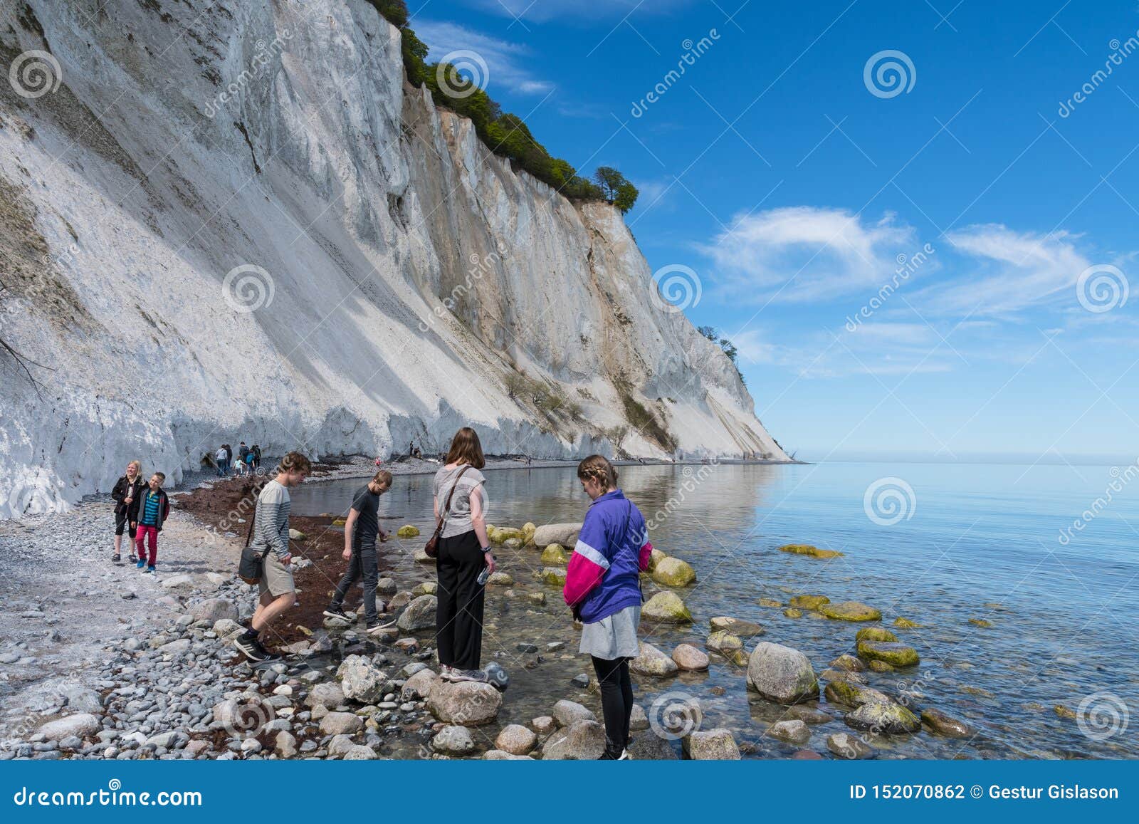 Tourists at the Beach of Mons Klint Chalk Cliffs in Denmark Editorial ...