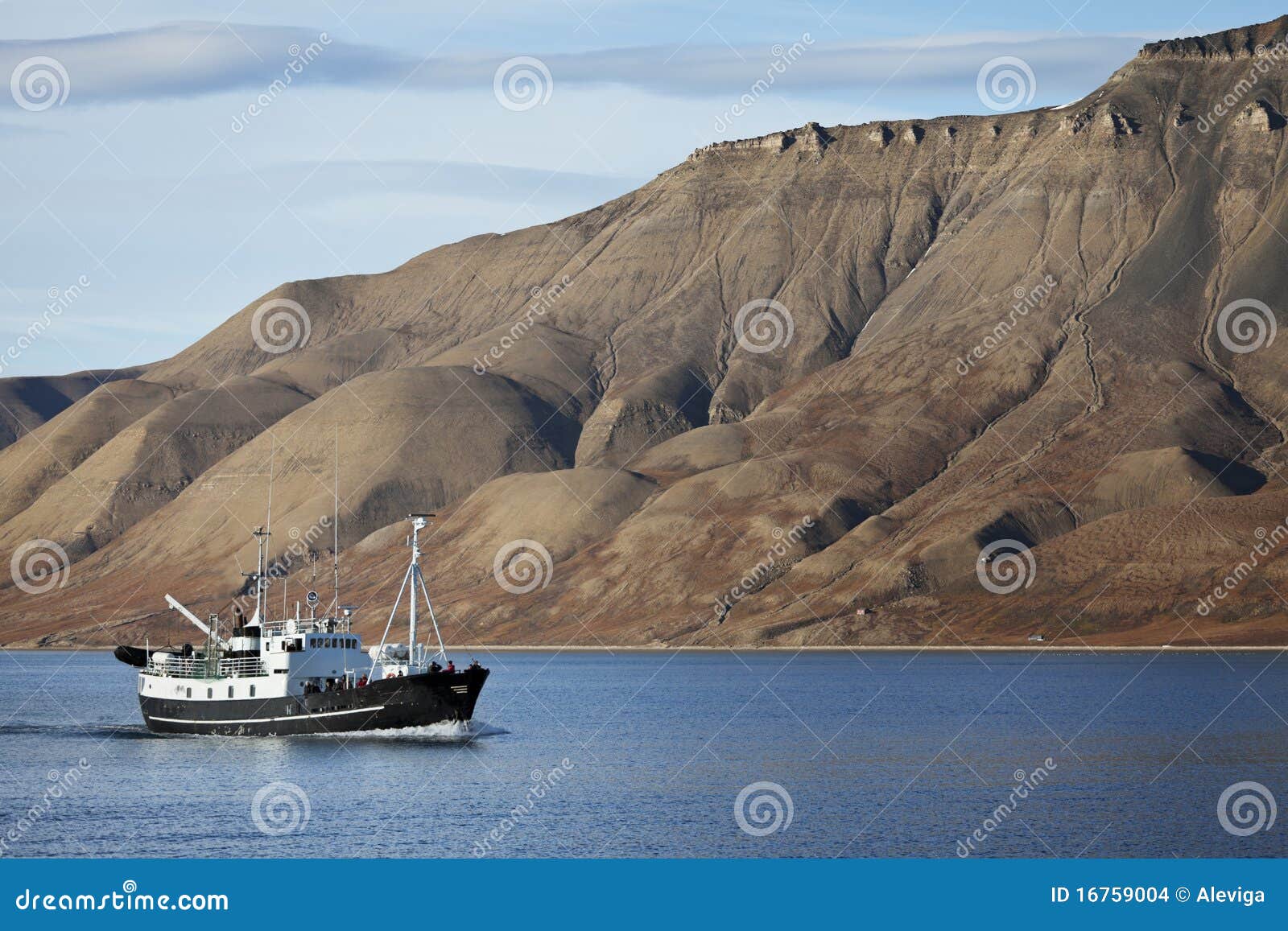 Tourists Boat, Svalbard, Norway Stock Photo - Image of cloud, color ...