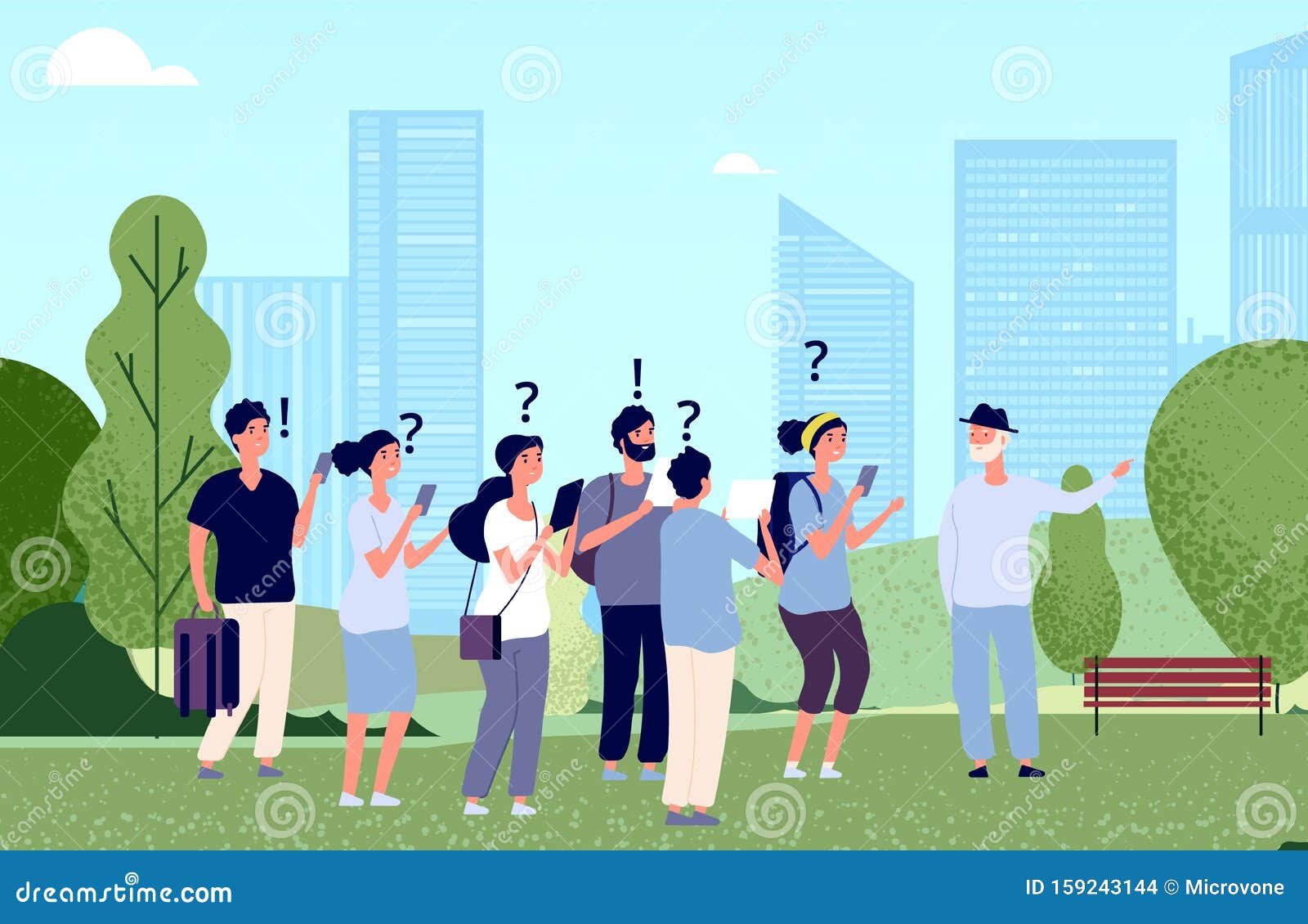 Tourists on Excursion. Vector Flat Travellers Characters Stock Vector ...