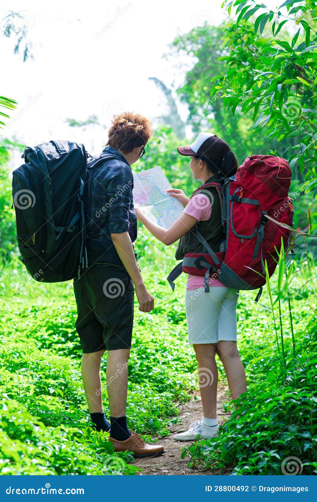 Tourists in the forest stock photo. Image of adventure - 28800492