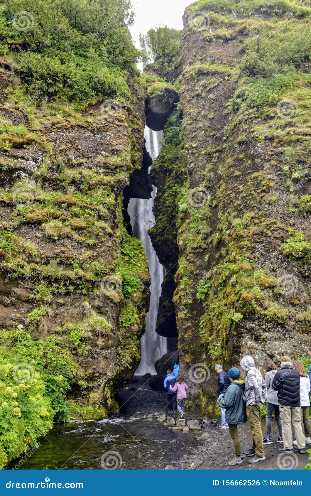 Tourists at Gljufrabui Waterfall in Iceland Editorial Photo - Image of ...