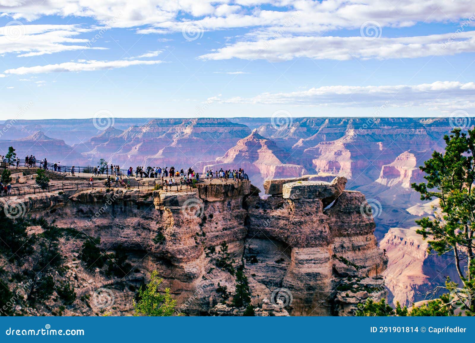 Tourists at the Grand Canyon from Viewing Platform Stock Photo - Image ...