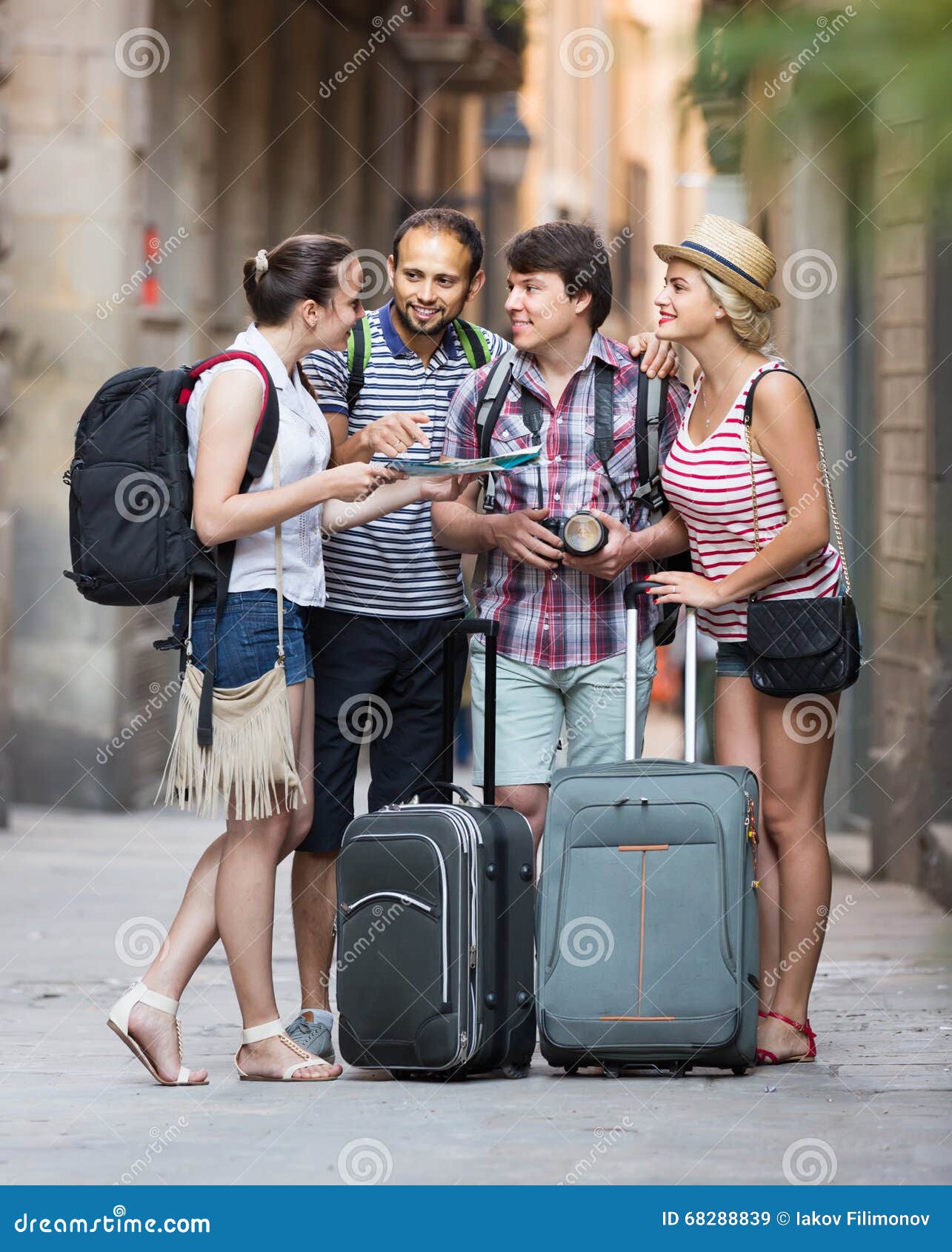 Tourists with Map Exploring the City Destination Stock Image - Image of ...