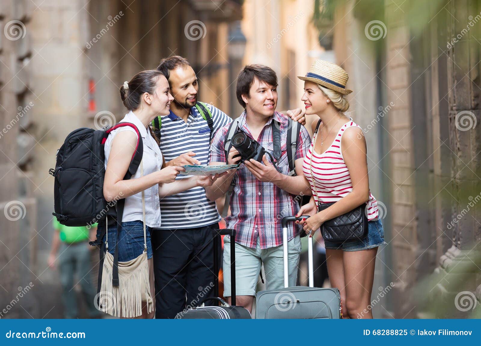 Tourists with Map Exploring the City Destination Stock Image - Image of ...