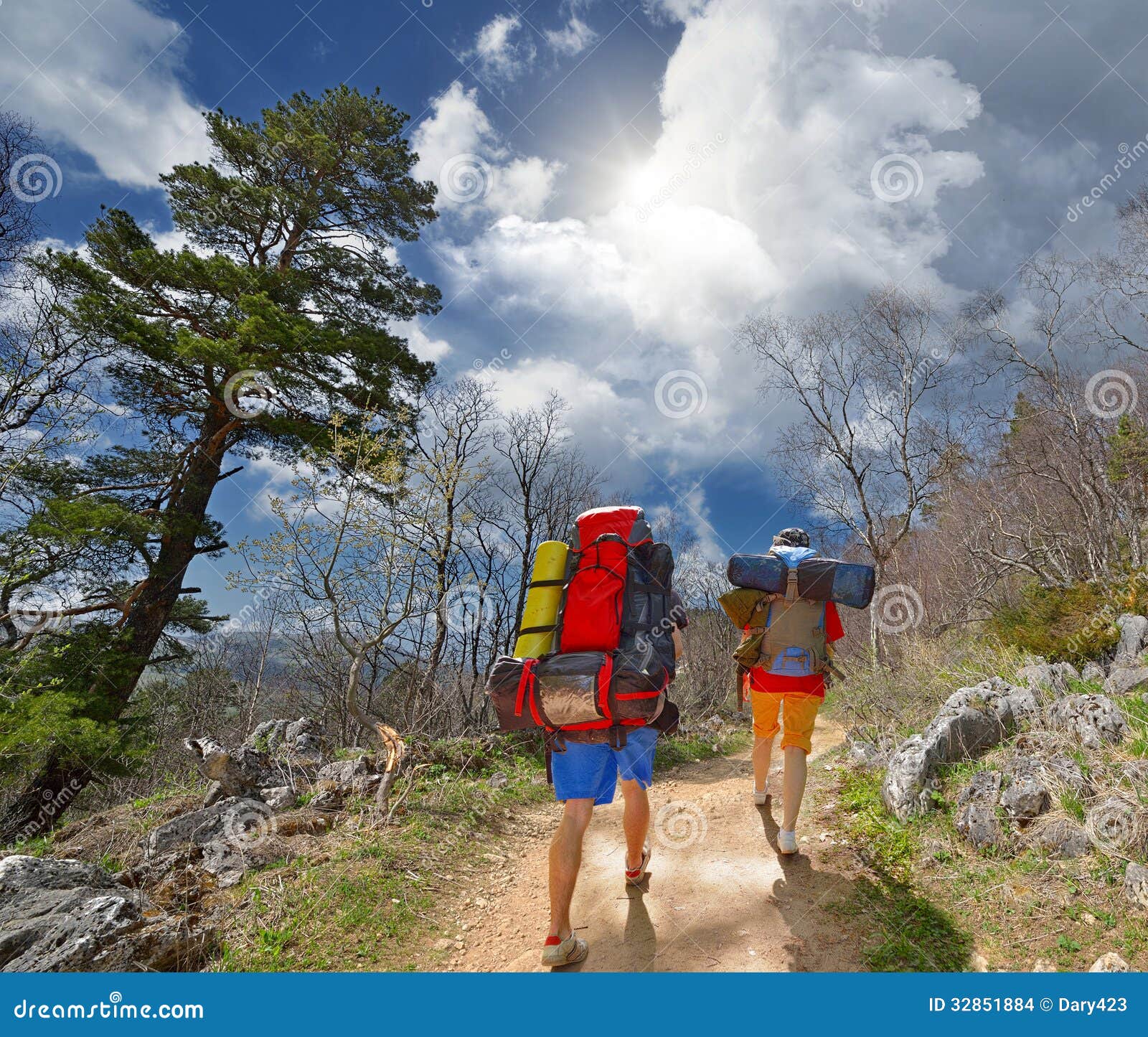 Tourists on the March through the Mountains Stock Photo - Image of ...