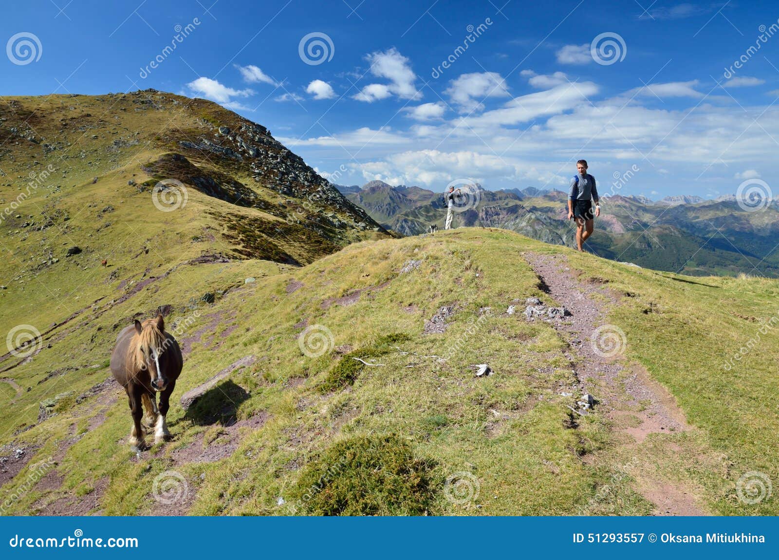Tourists in the Mountain Passage in the Atlantic Pyrenees Stock Image ...