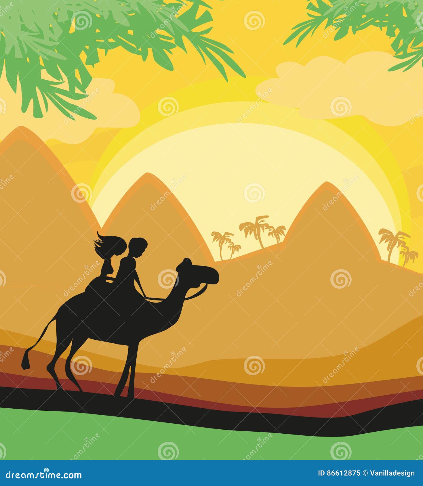 Tourists riding camel stock vector. Illustration of horus - 86612875