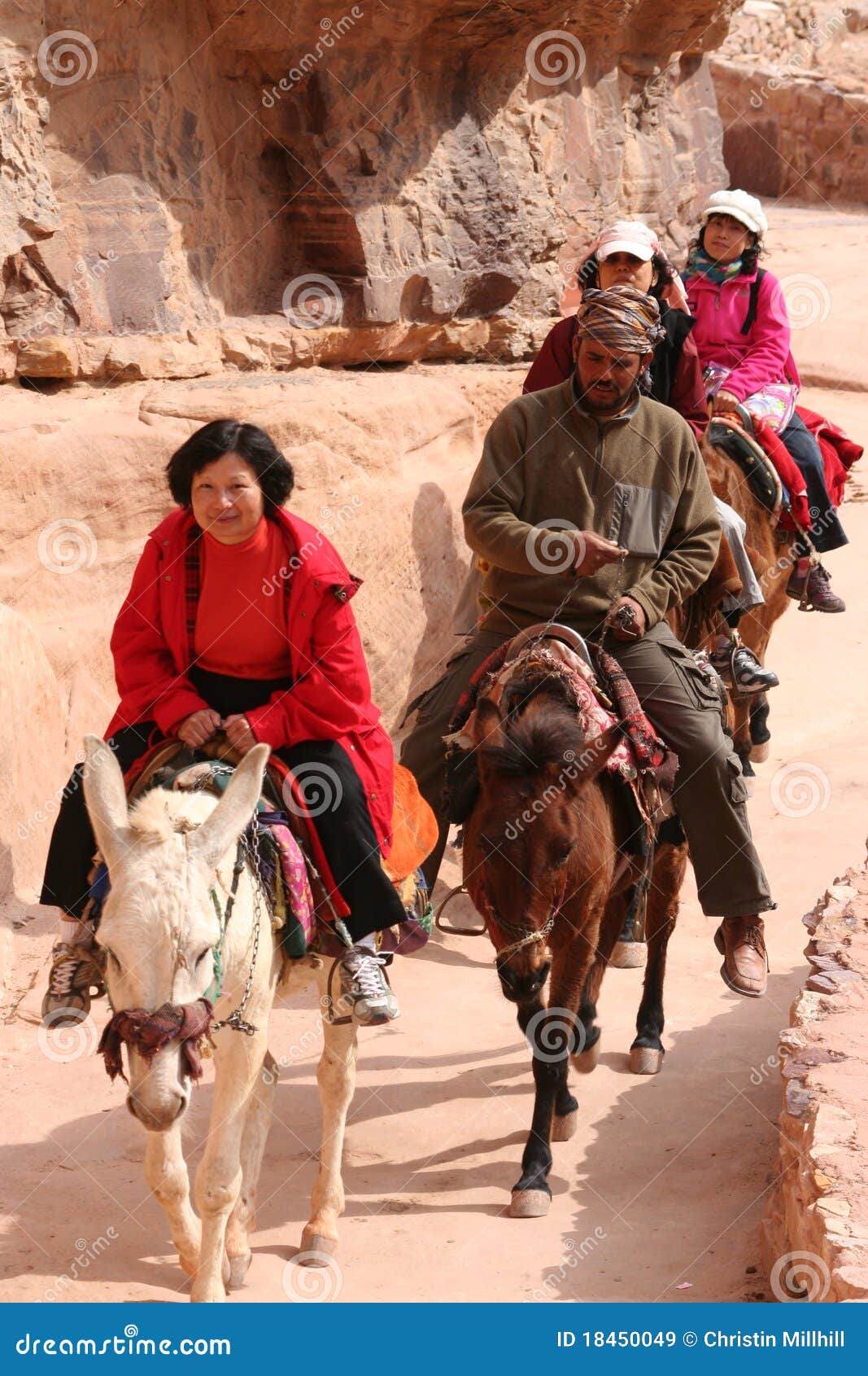 Tourists Riding Donkey in Petra Jordan Editorial Stock Image - Image of ...
