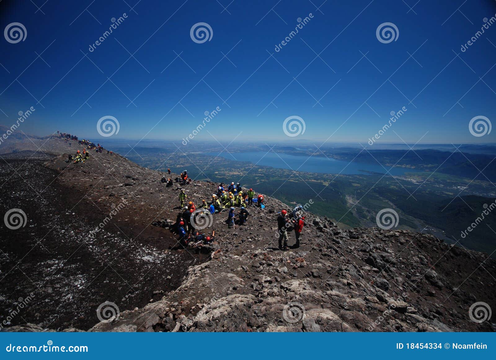 Tourists on top of volcano stock photo. Image of geological - 18454334
