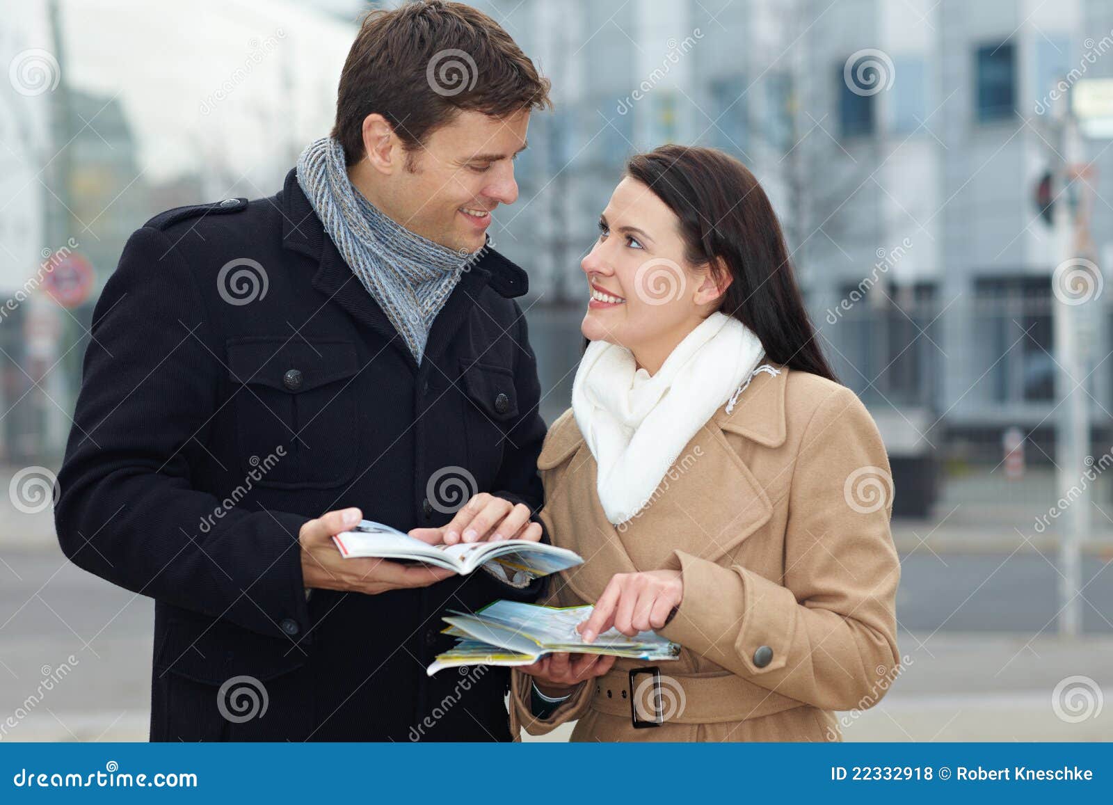 Tourists with Tour Guide and City Stock Photo - Image of happy, finger ...