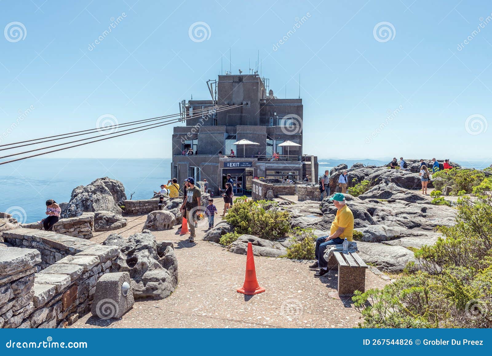 Tourists are Visible at the Top Table Mountain Cableway Station ...