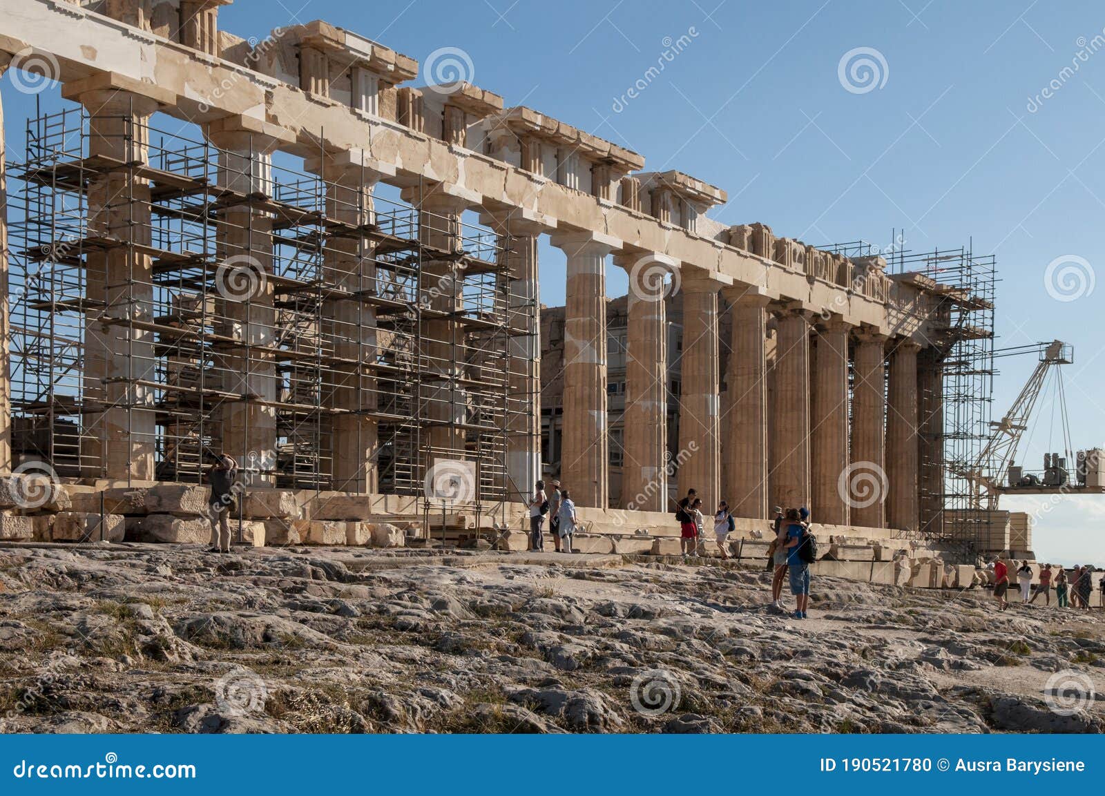 Tourists Visit Restoration of the Ancient Parthenon Temple in the ...