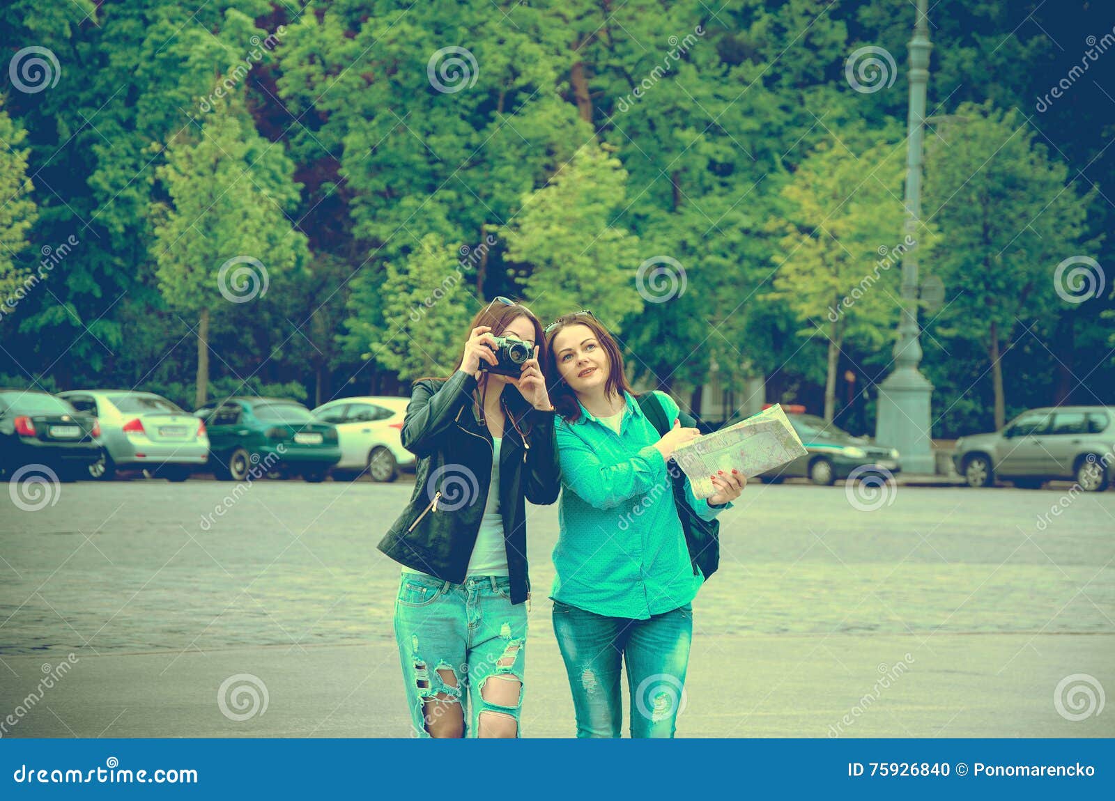 Tourists Walk through an Unfamiliar City Stock Photo - Image of street ...