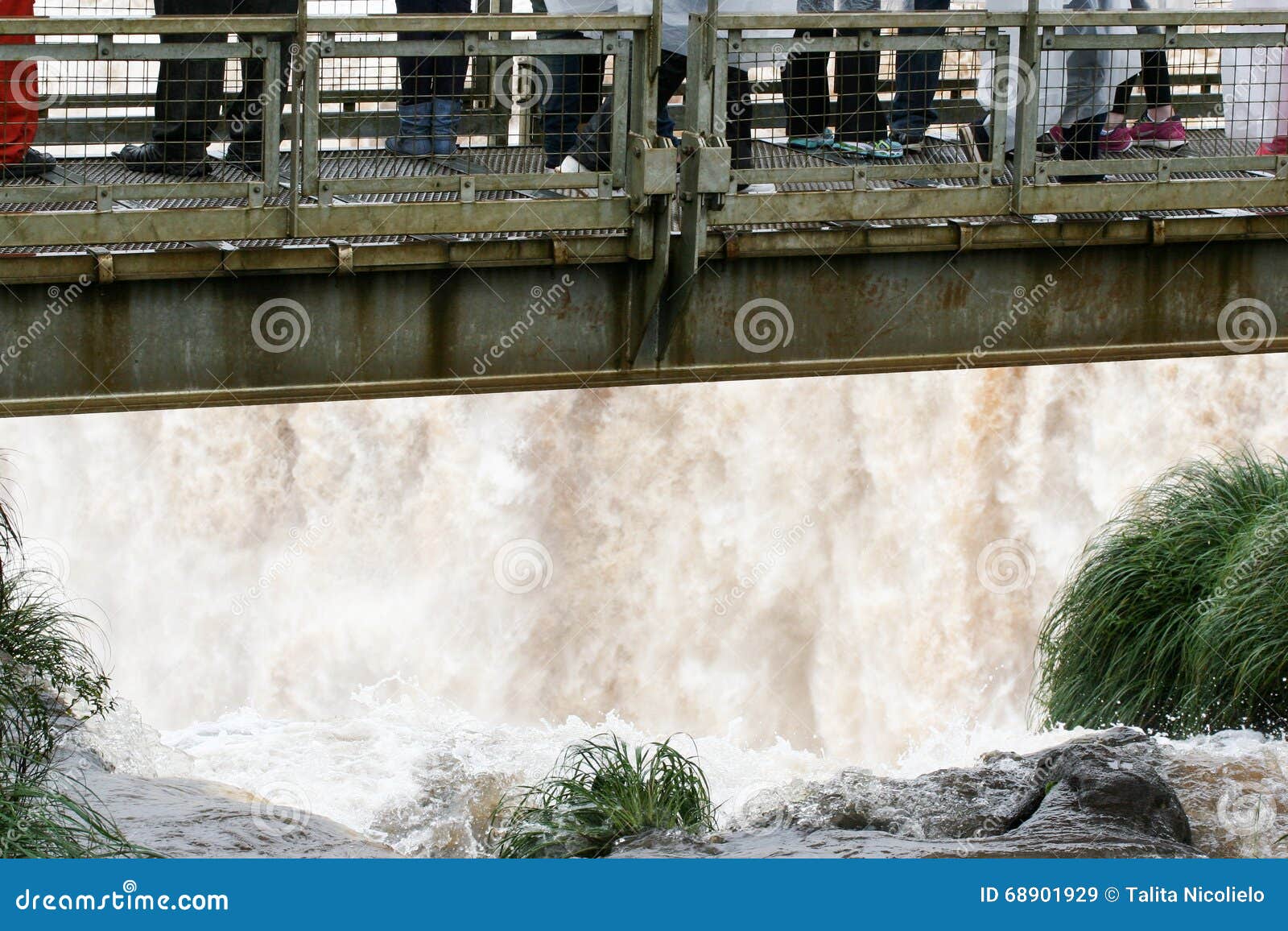 Tourists at Waterfall Bridge Stock Image - Image of pedestrians, feet ...