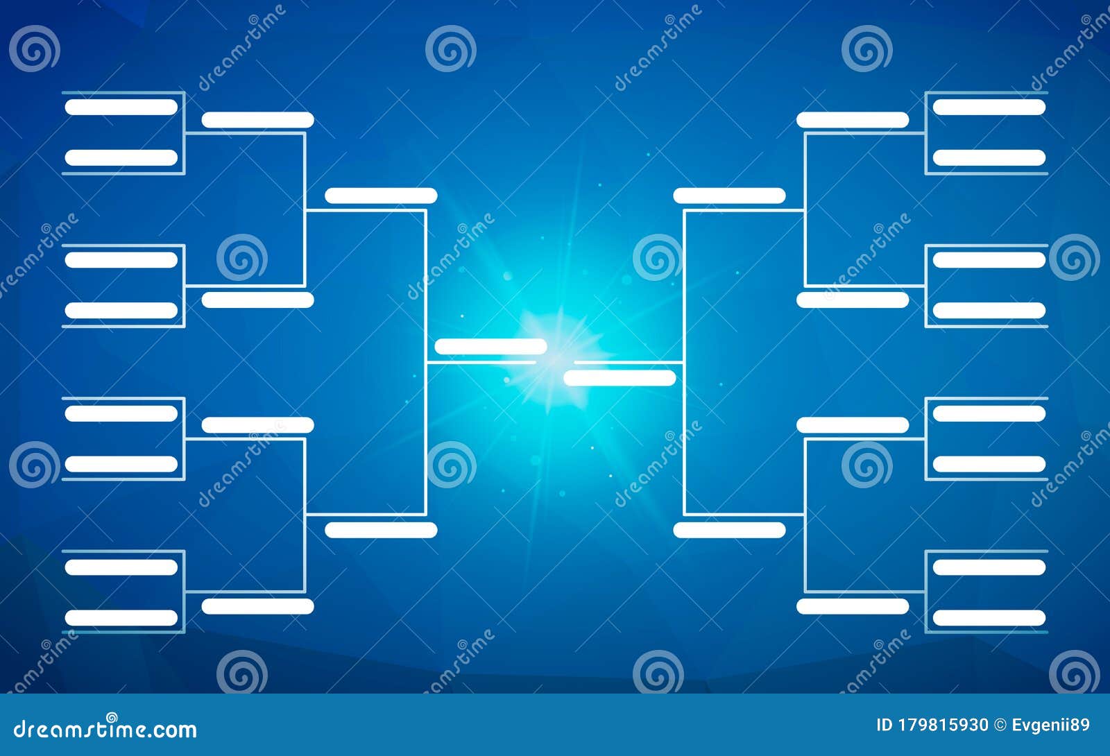 Tournament Bracket Template for 32 Teams on Blue Background Stock ...