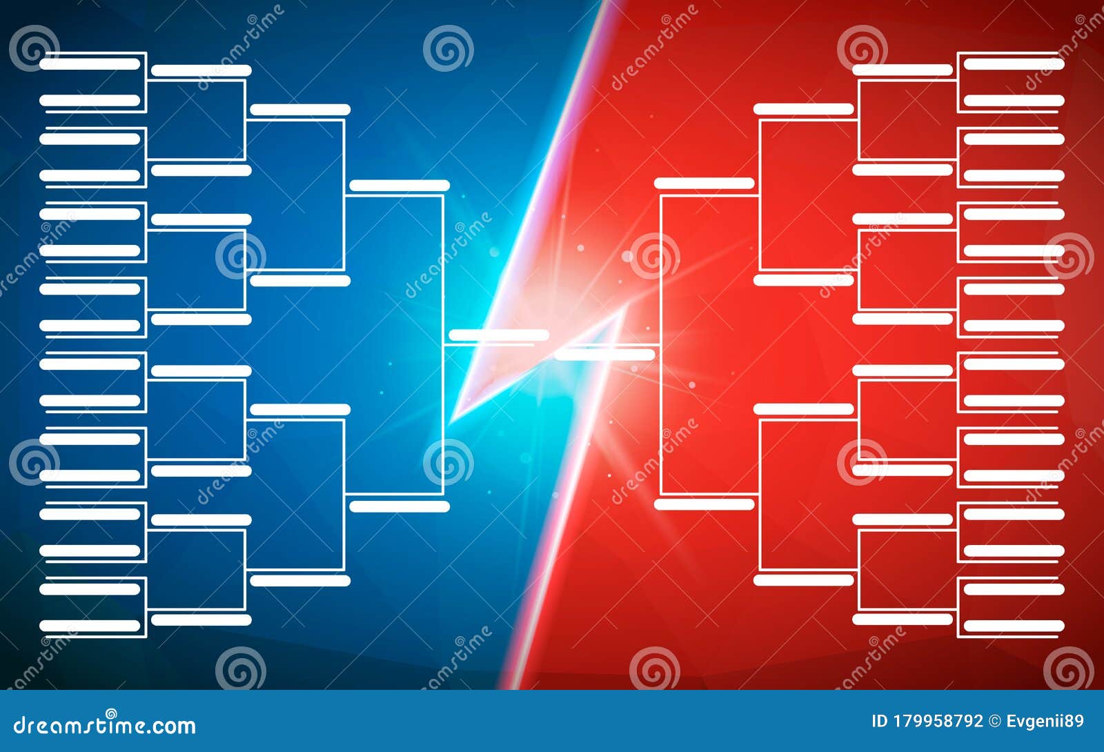 Tournament Bracket Template for 32 Teams on Blue and Red Background ...