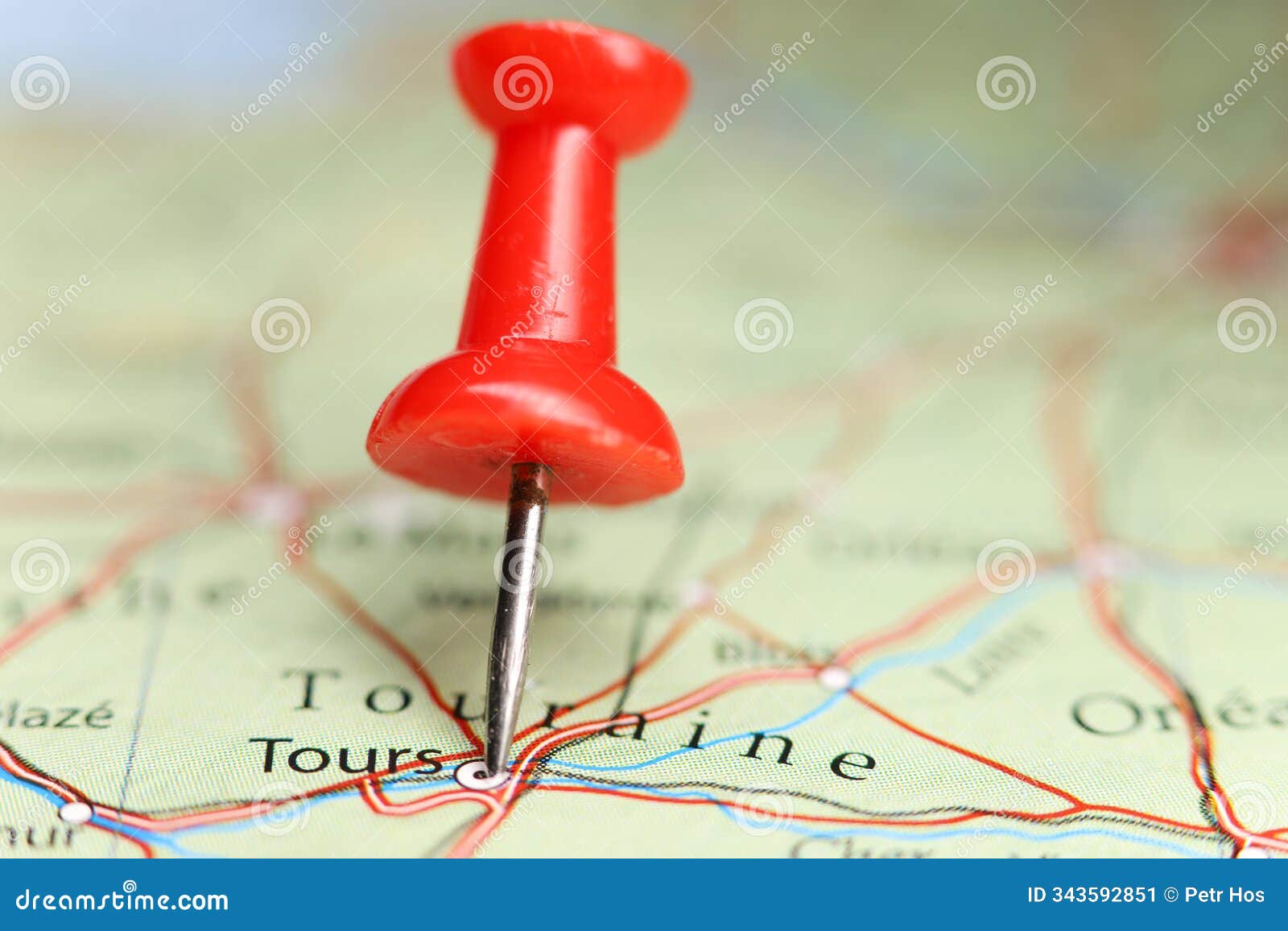 Tours, France pin on map stock image. Image of concept - 343592851