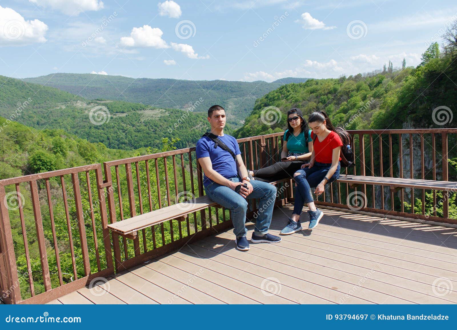 Tours on the Viewing Platform in the Forest of the Mountains Res Stock ...