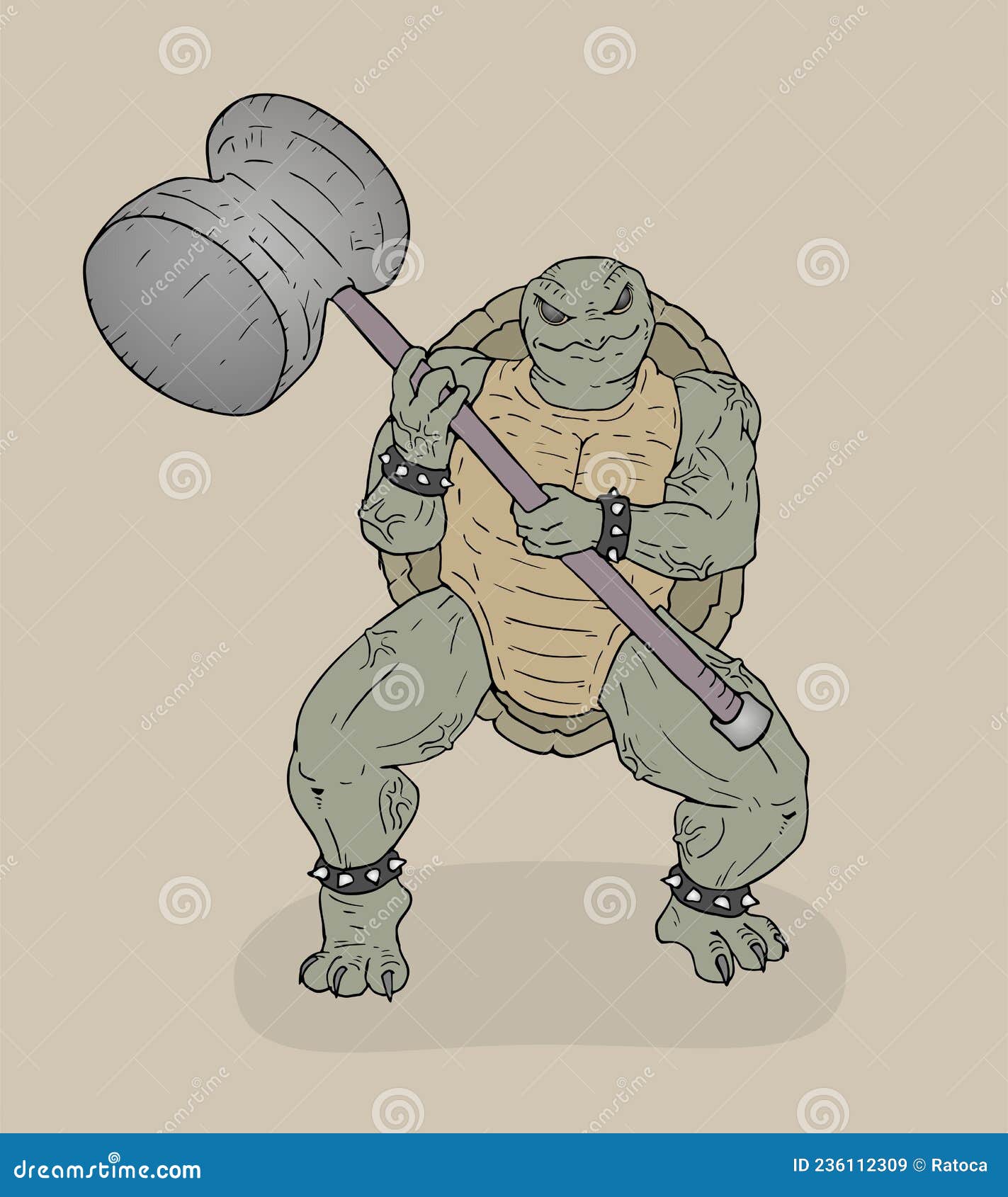 Tourtle Warrior with Big Hammer Stock Vector - Illustration of combat ...