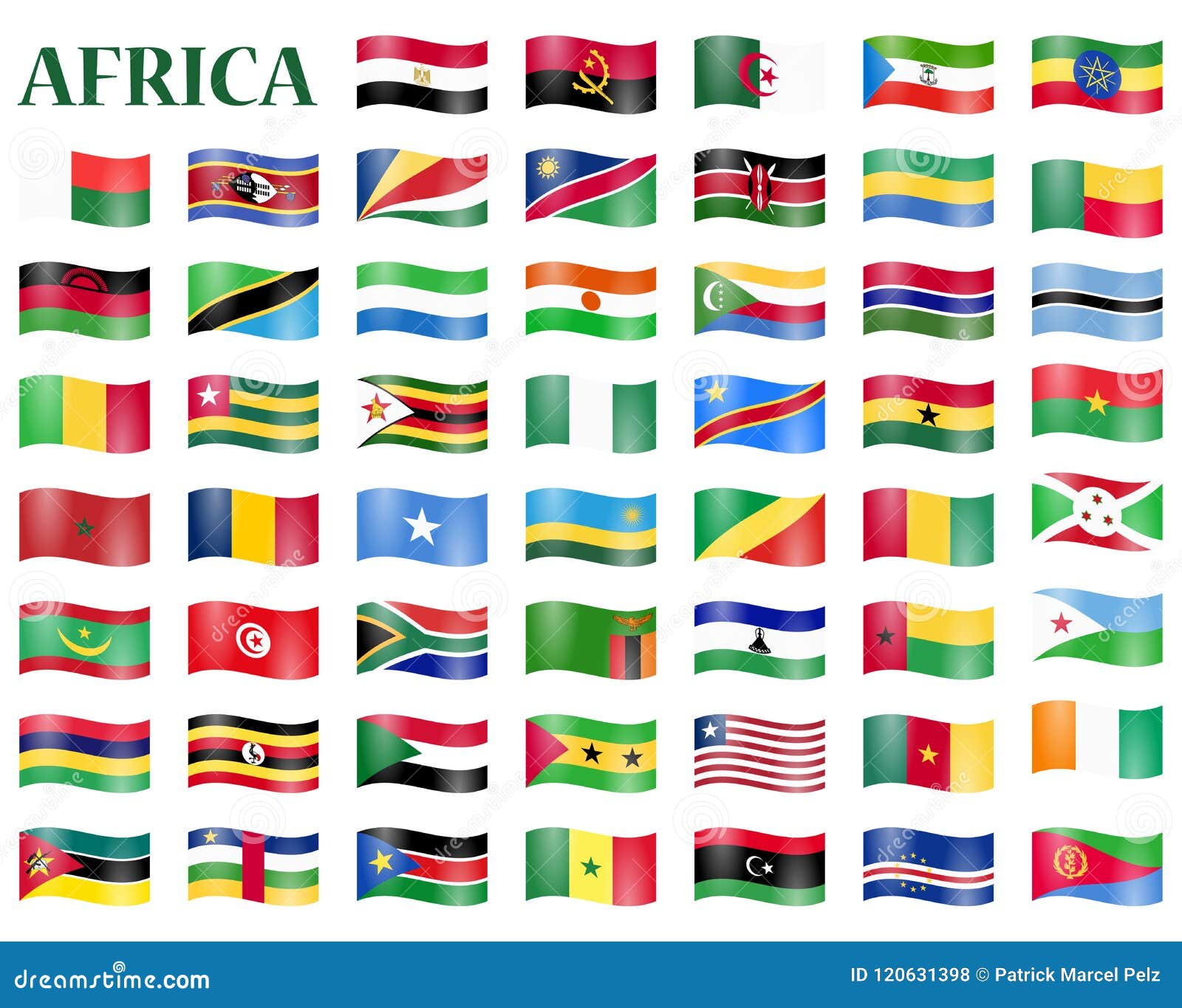 Tous Les Drapeaux De Pays De L'Afrique Illustration de Vecteur - Illustration du continent ...