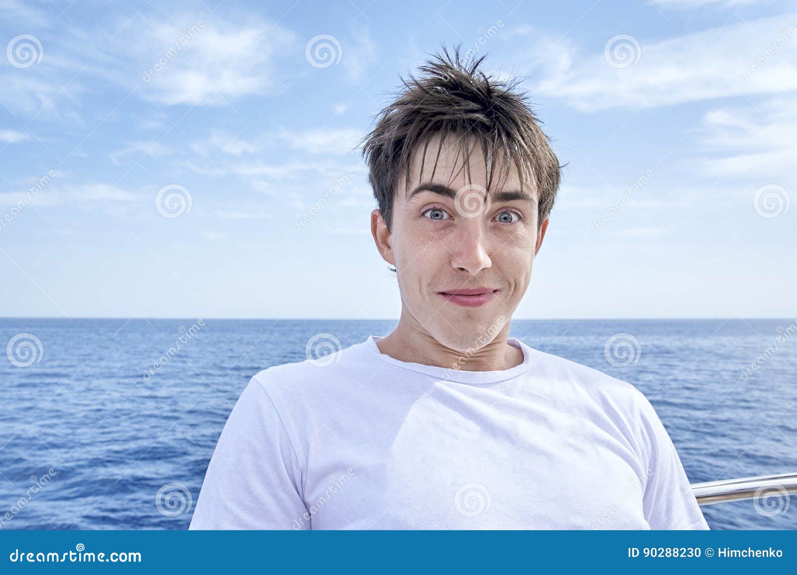 Tousled man on a yacht stock photo. Image of tousled - 90288230