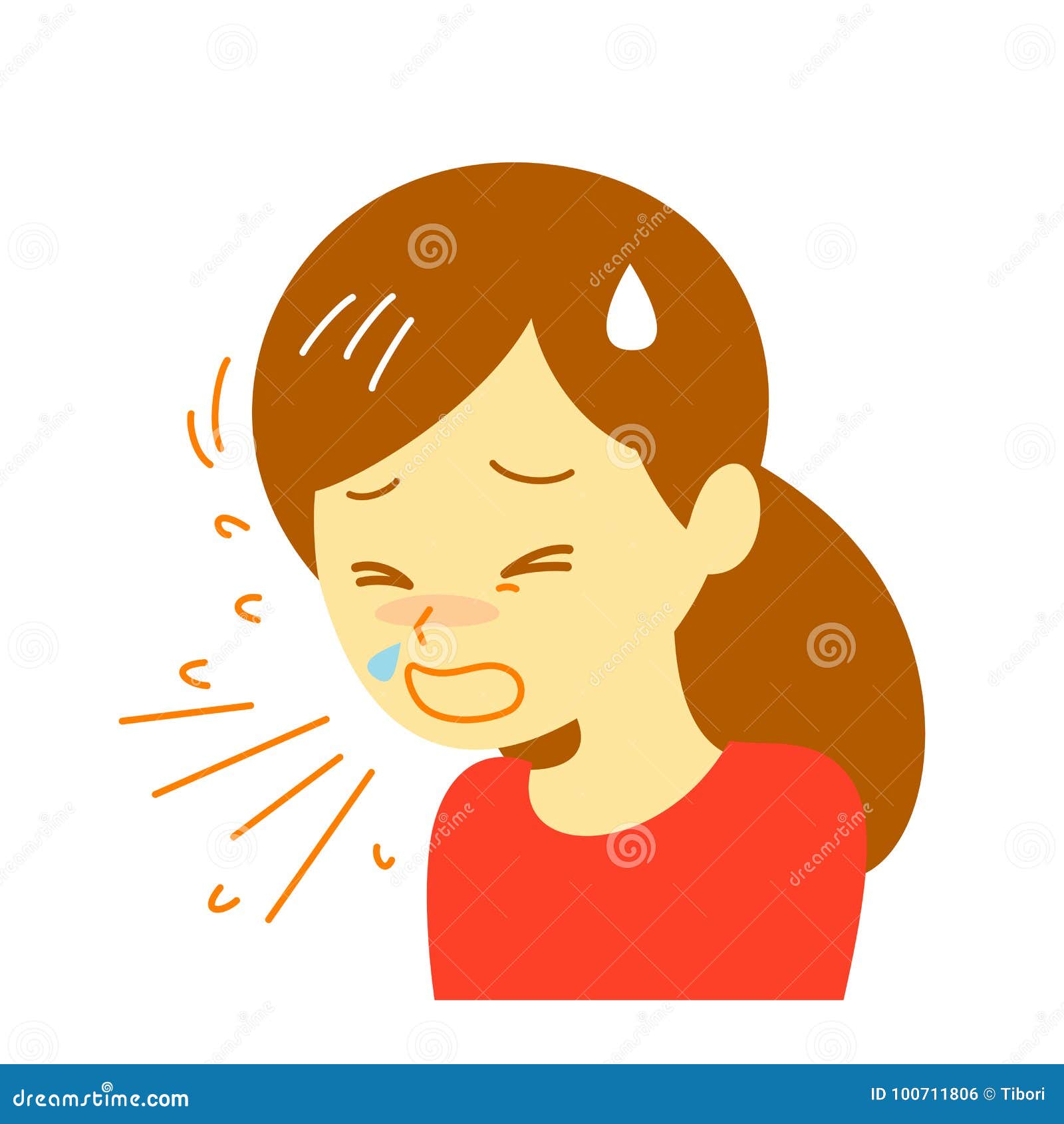 Toux, femme illustration stock. Illustration du allergique - 100711806