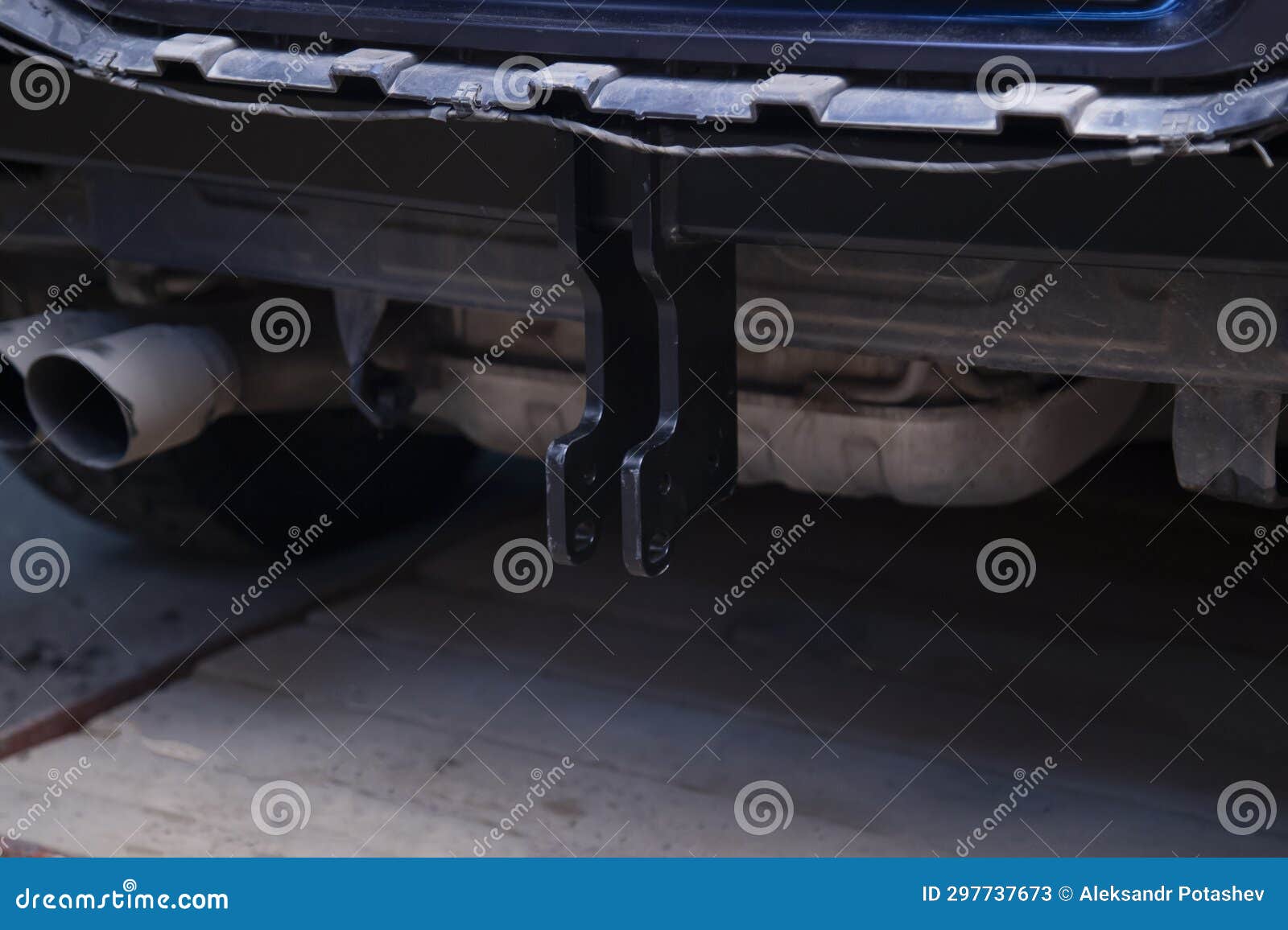 Tow Bar for the Car. Installing the Towbar on the Car Stock Image ...
