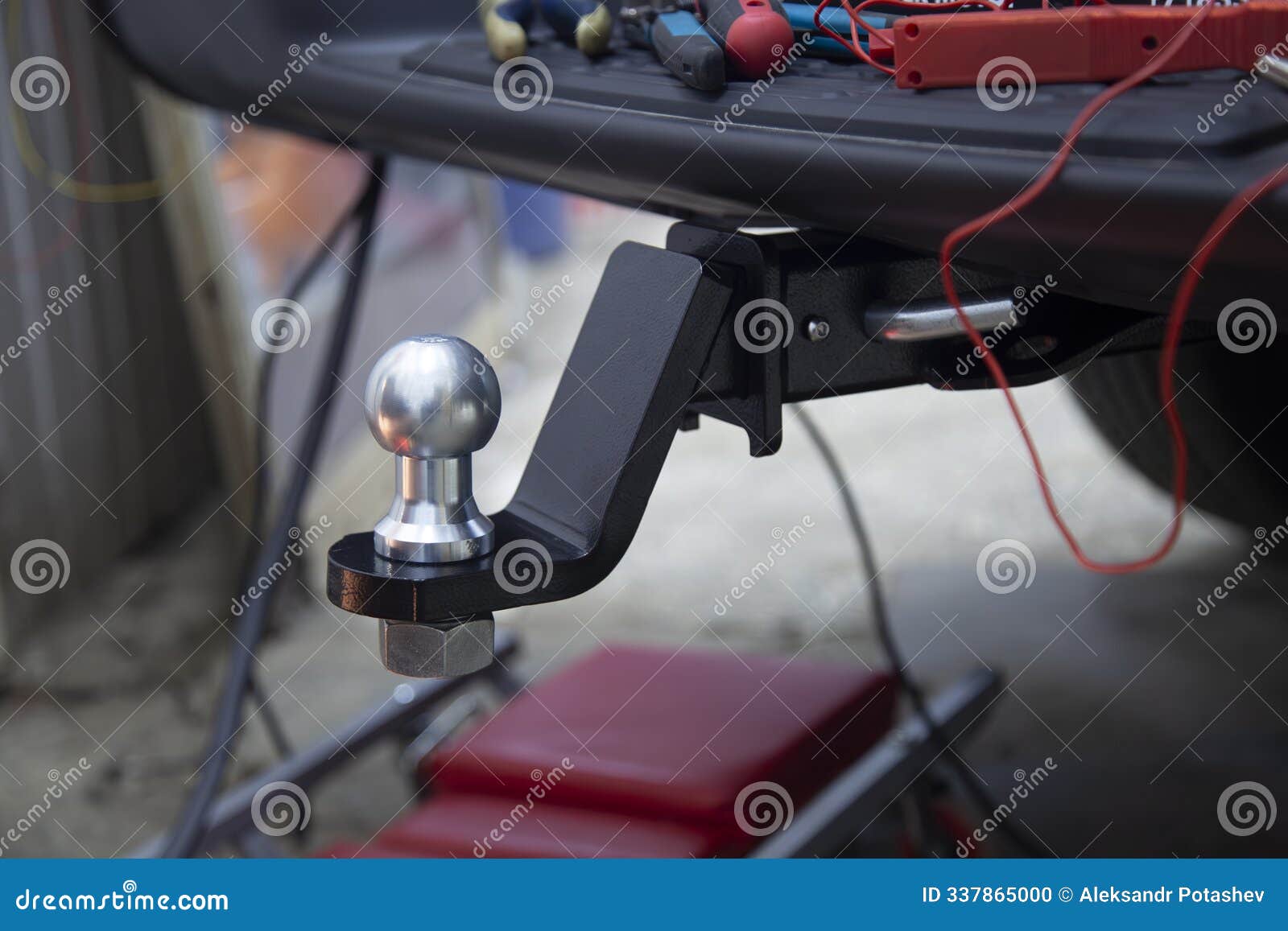 Tow Bar for the Car.Installing the Towbar of the Car Stock Photo ...