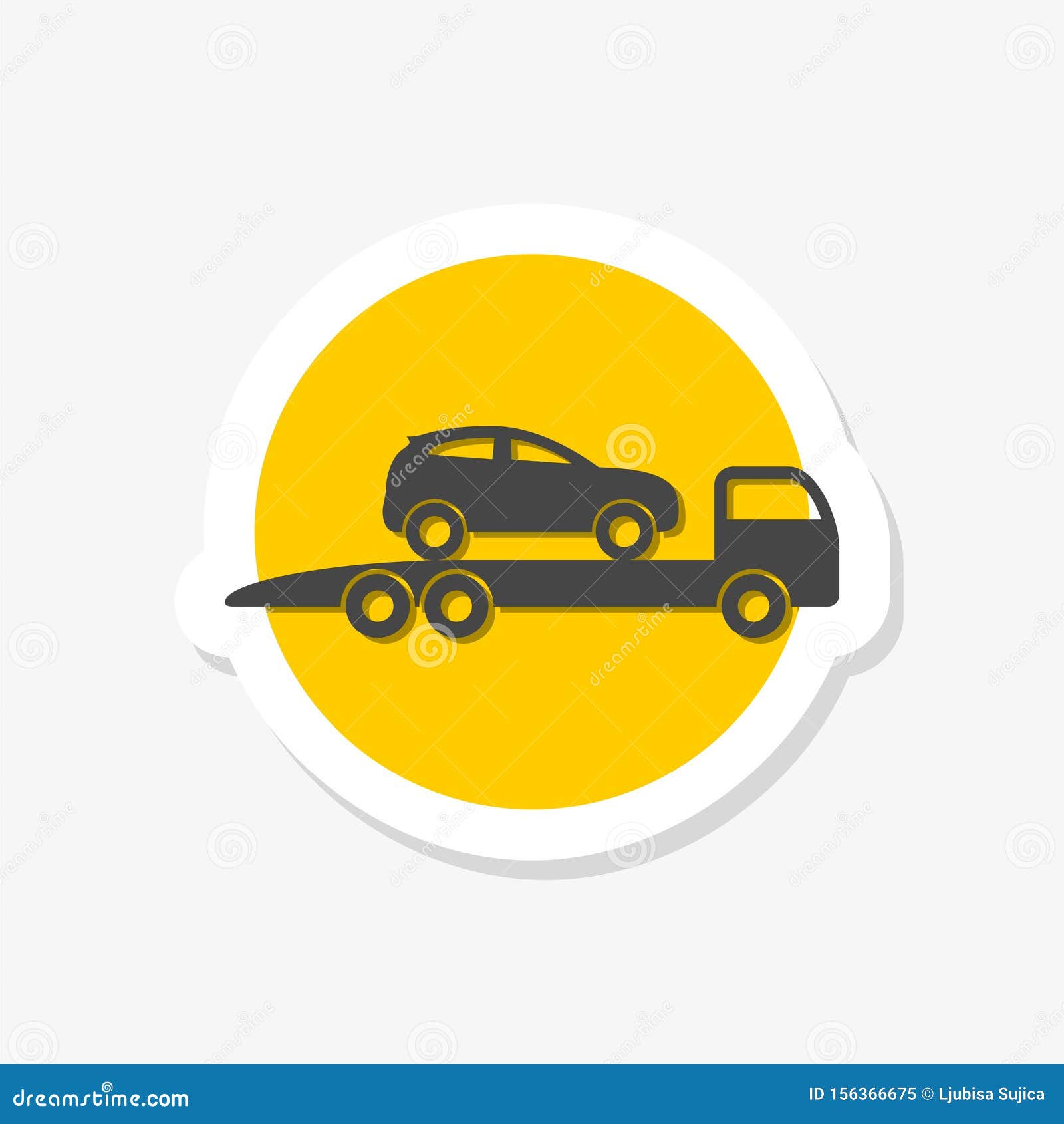 Tow Car Evacuation Sign Sticker Stock Vector - Illustration of grey ...
