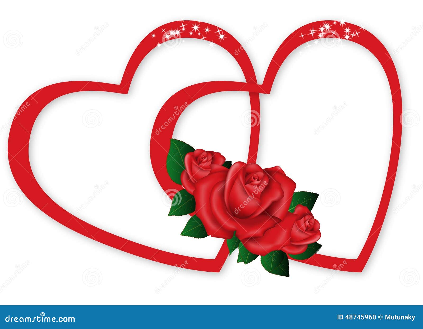 Two Hearts with Roses stock illustration. Illustration of background ...