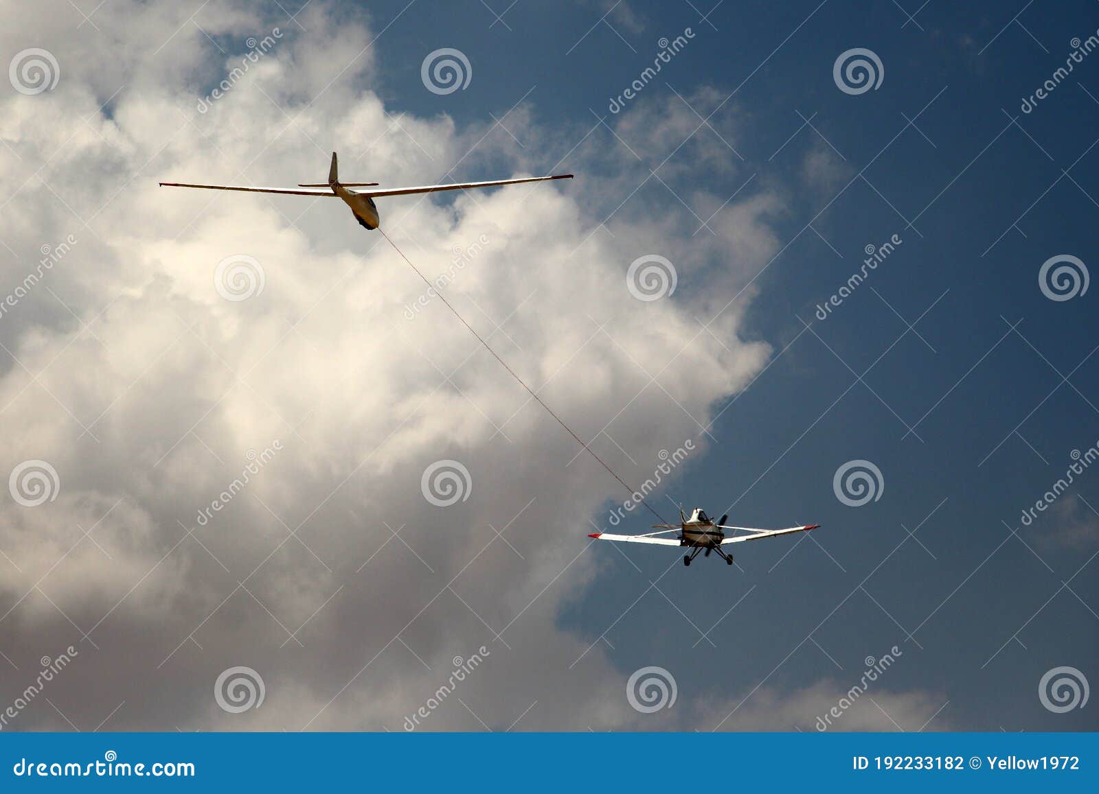 Tow Plane and Glider in the Sky Stock Photo - Image of motorglider ...