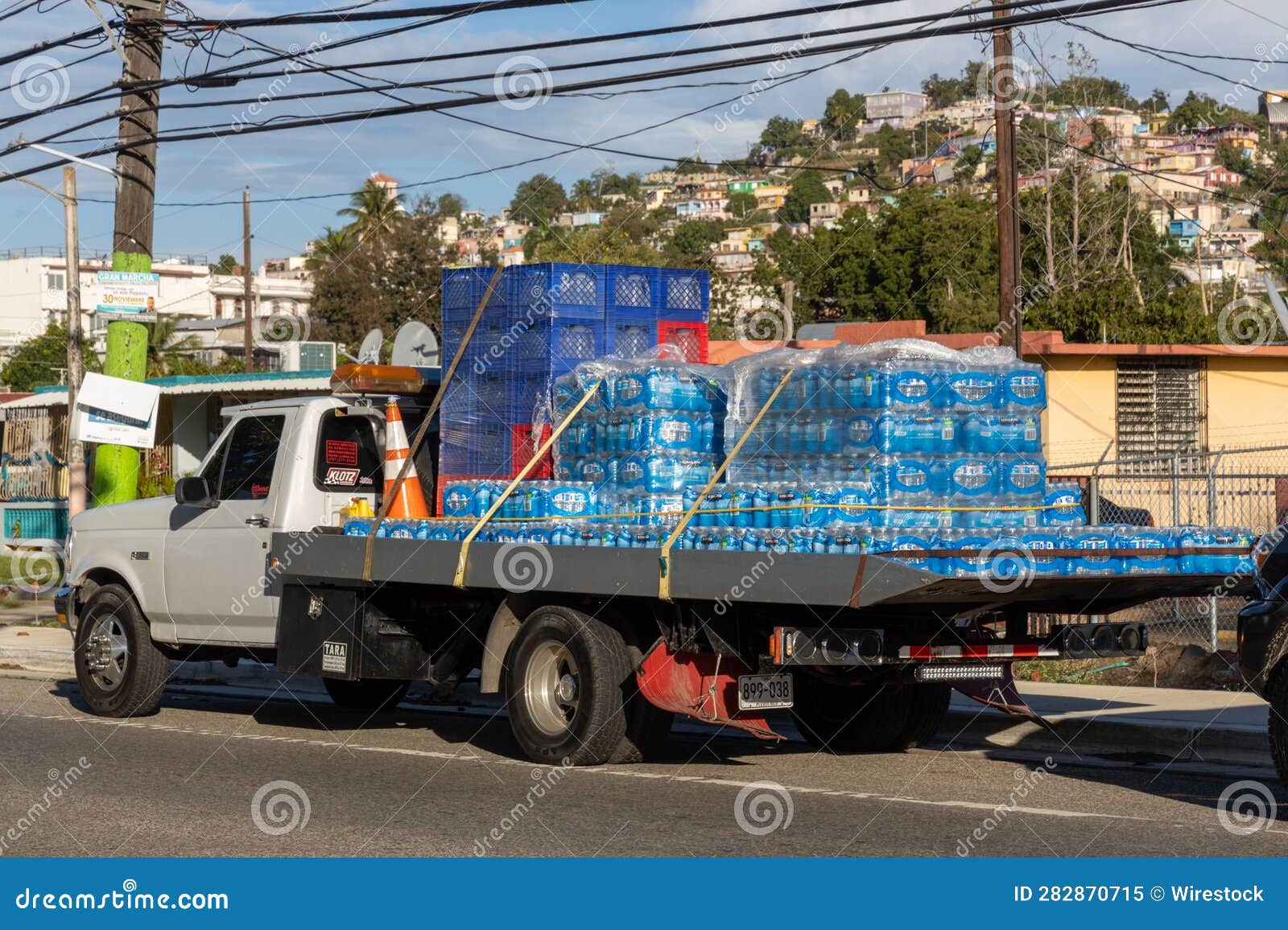 Tow Truck Transporting Stacked Cardboard Boxes of Water Editorial Image ...