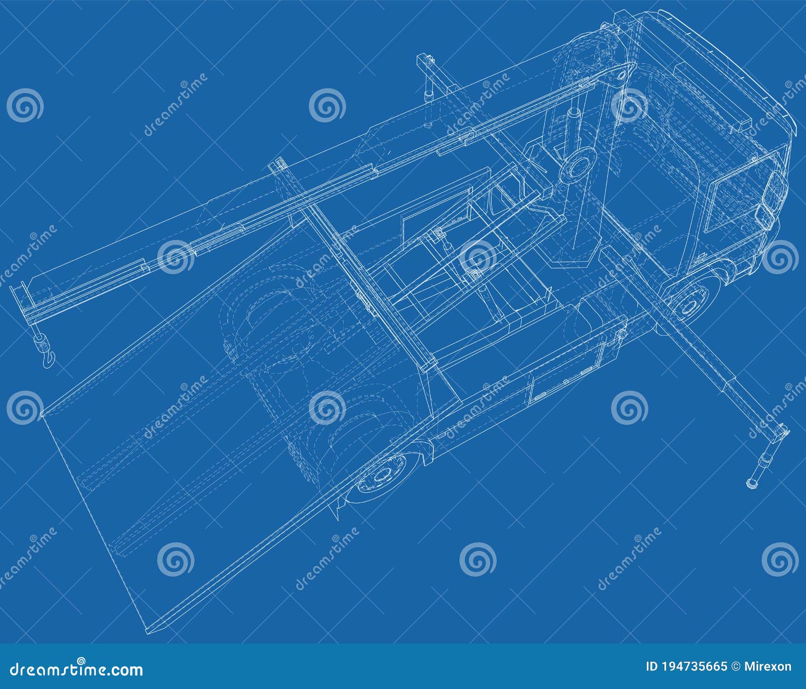 Tow Truck Vector. Isolated Wire-frame of Breakdown Lorry. Wire-frame ...