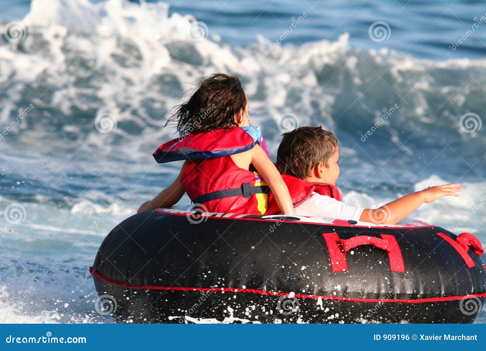 Towable with children stock photo. Image of jacket, safety - 909196