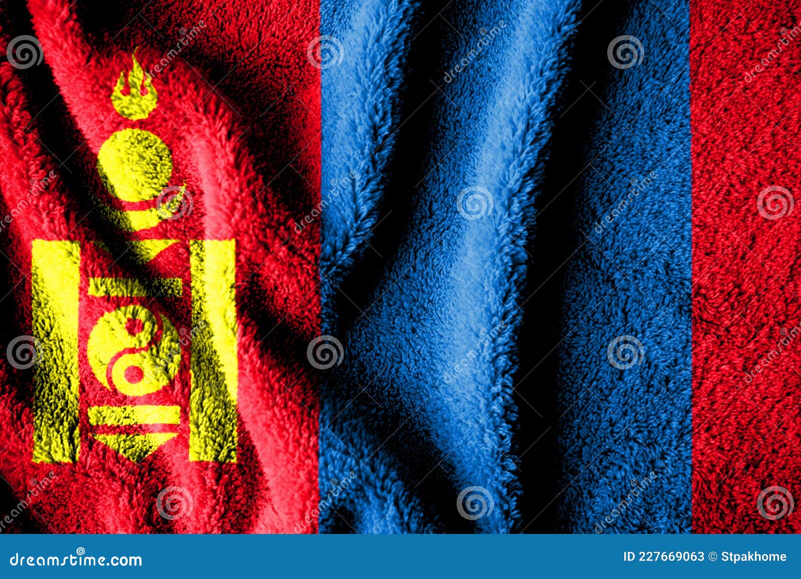 Towel Fabric Pattern Flag Of Mongolia. The Texture Of The Wrinkled ...