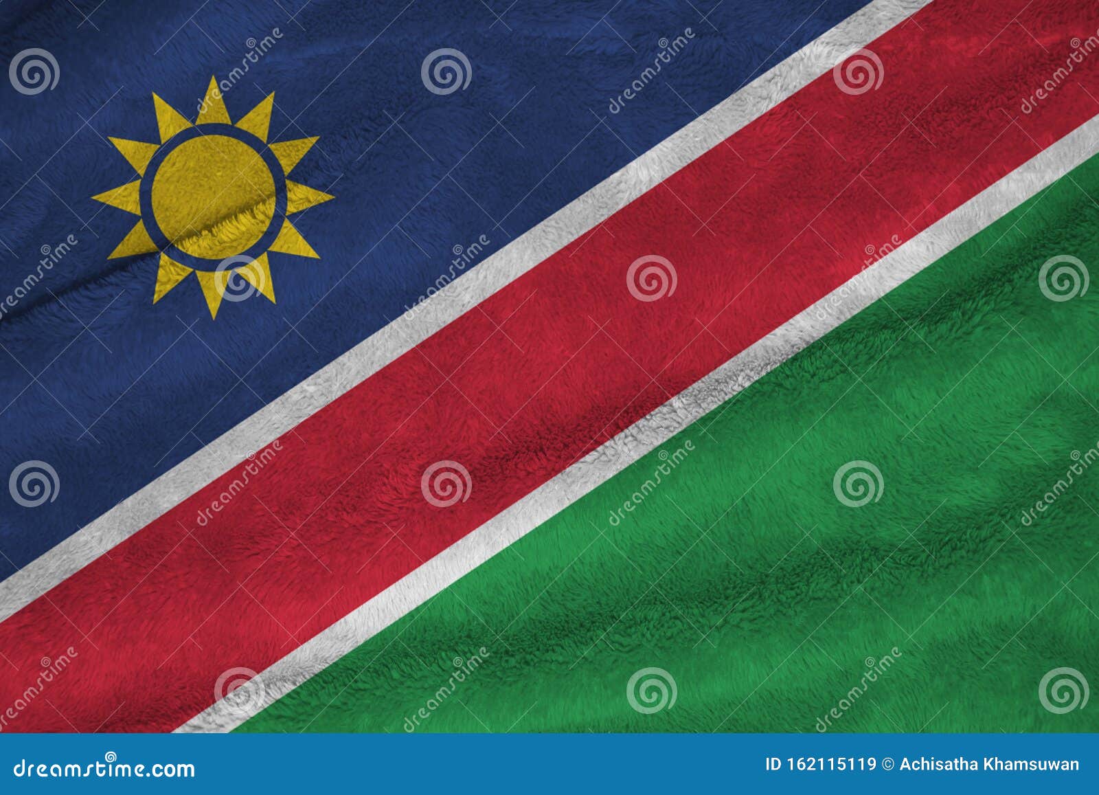 Towel Fabric Pattern Flag of Namibia, a White-edged Red Diagonal Band ...