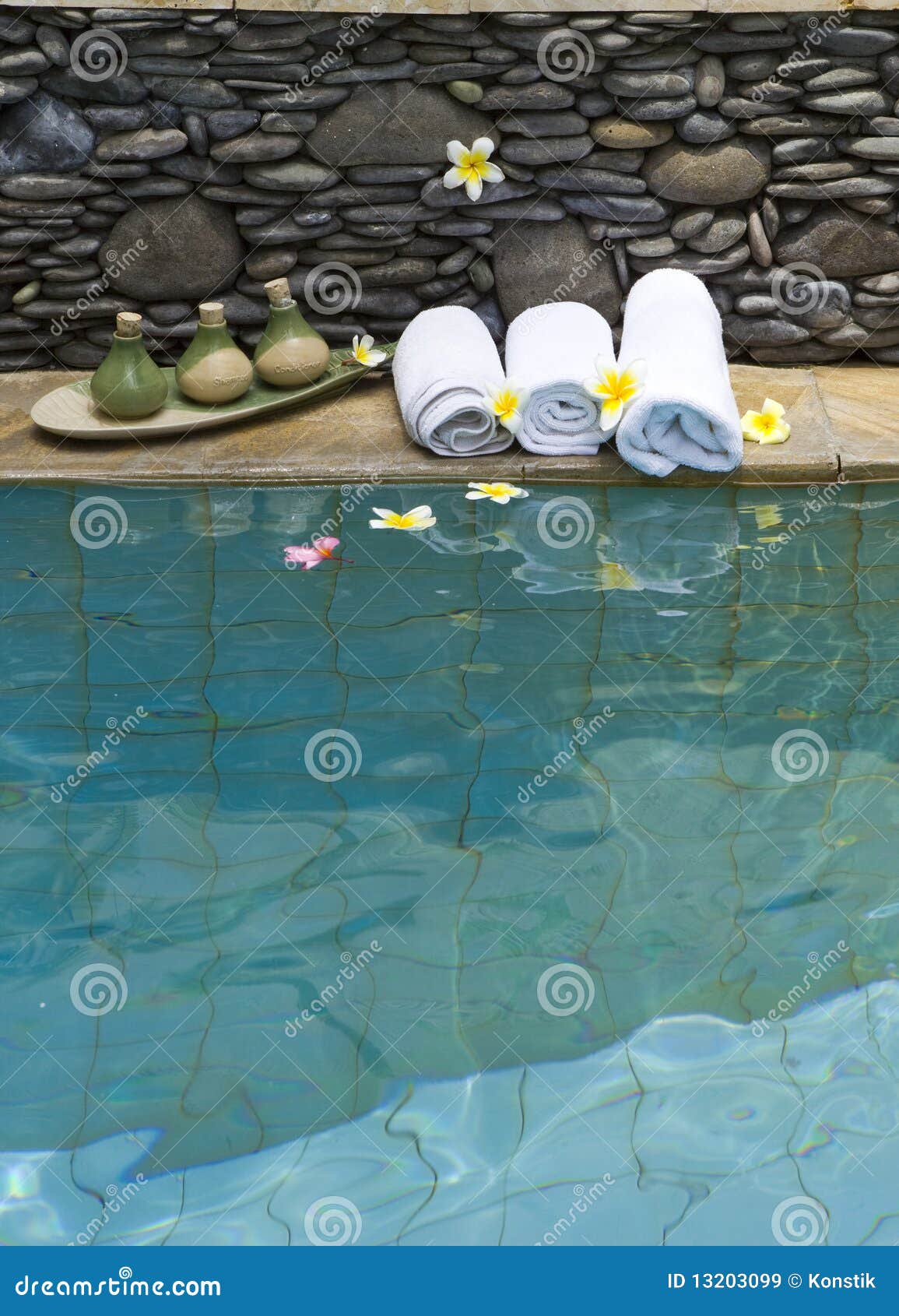 Towels and Means for Spa of Leaving on Pool Stock Image - Image of ...