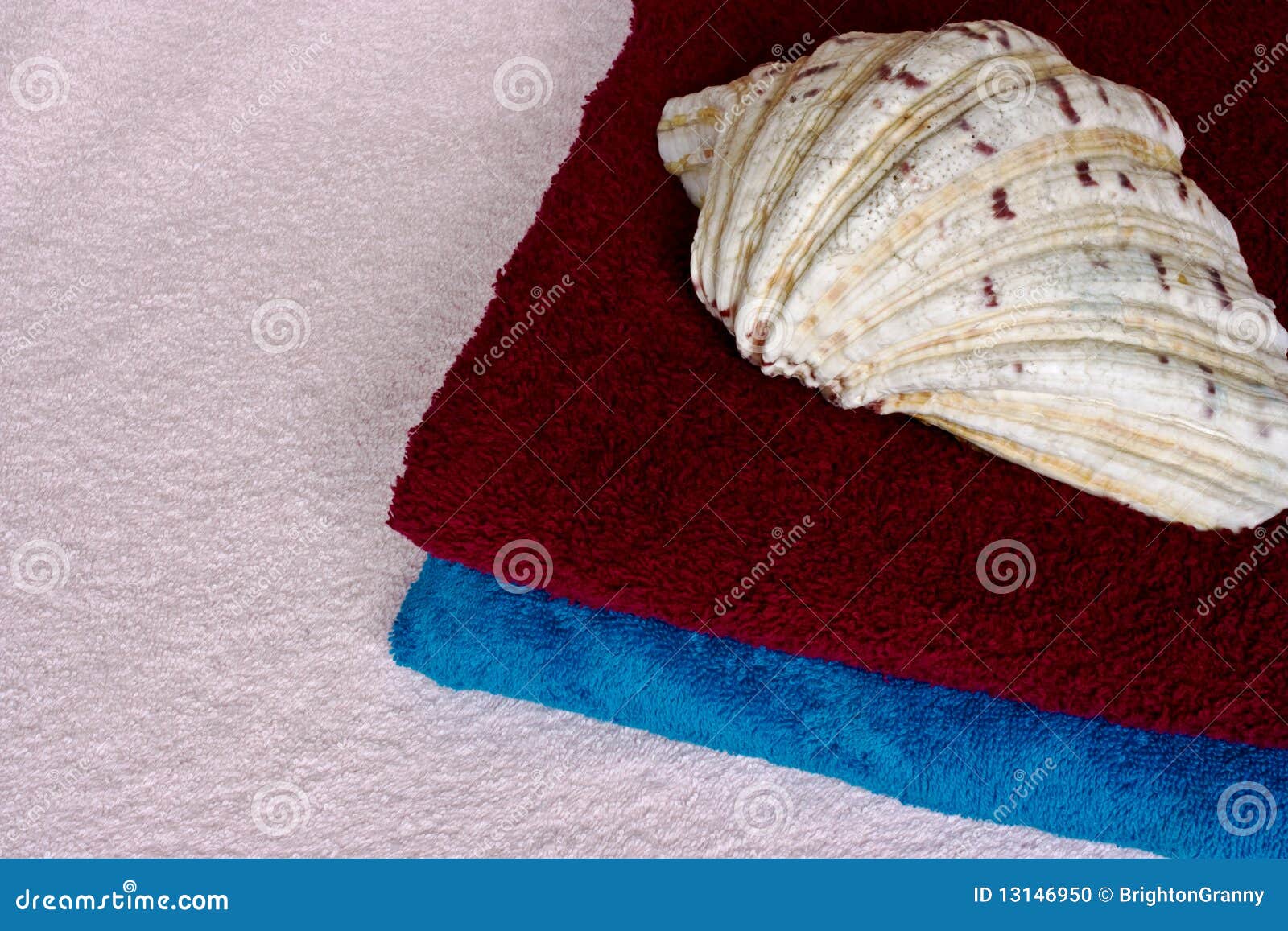 Towels and shell stock photo. Image of bath, towels, background - 13146950