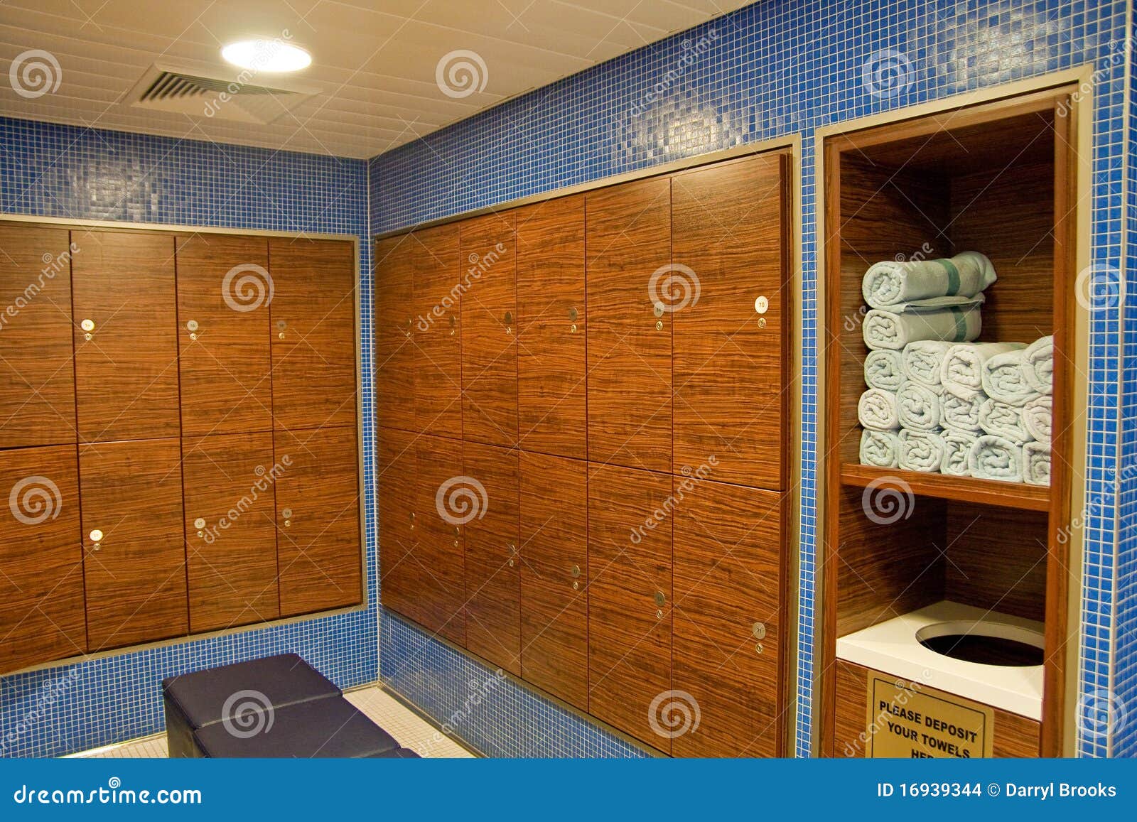 Towels and Wood Lockers in a Spa. Stock Photo - Image of locker, towels ...