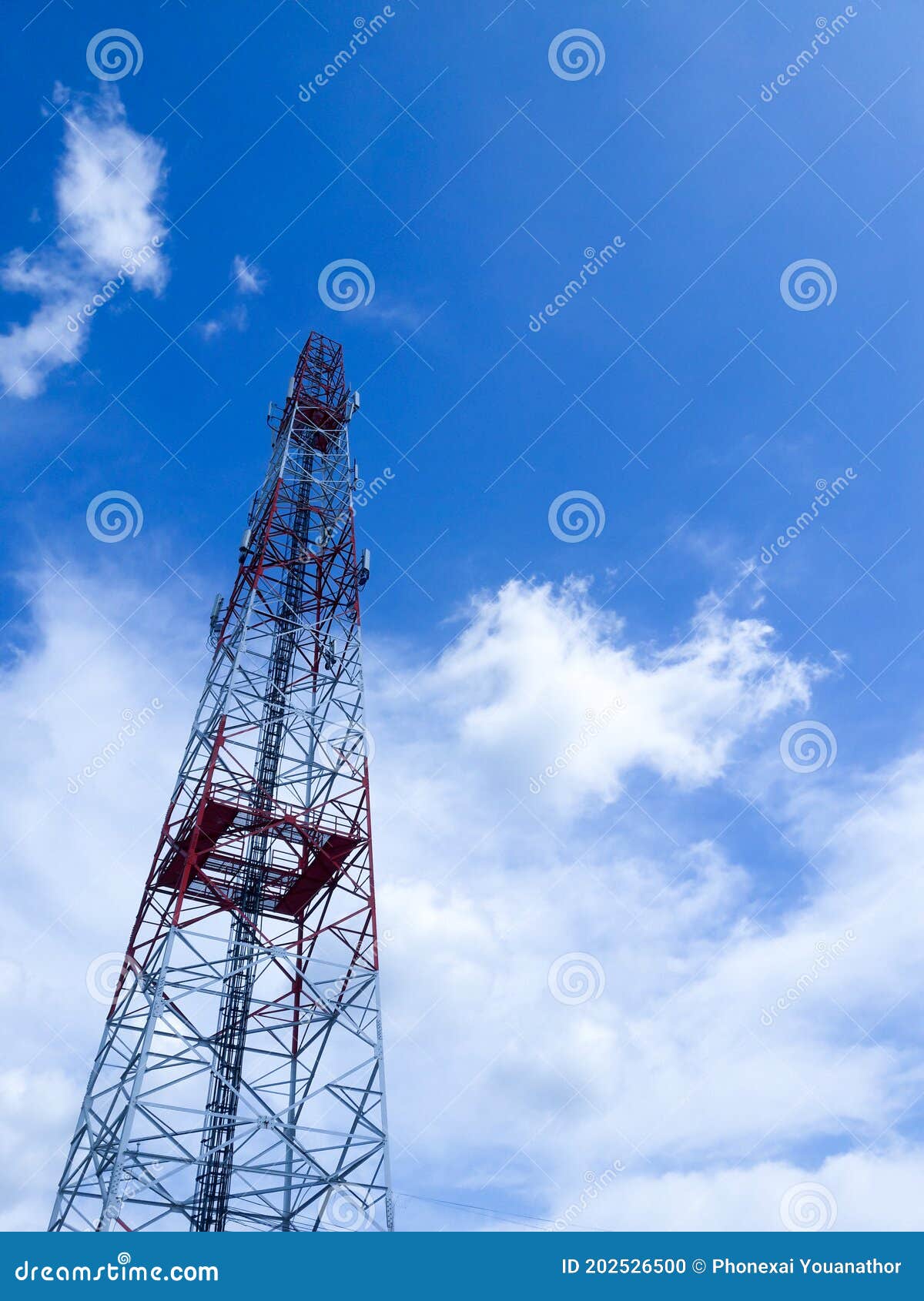 Tower Again Blue Sky BTS Installation Stock Photo - Image of stations ...