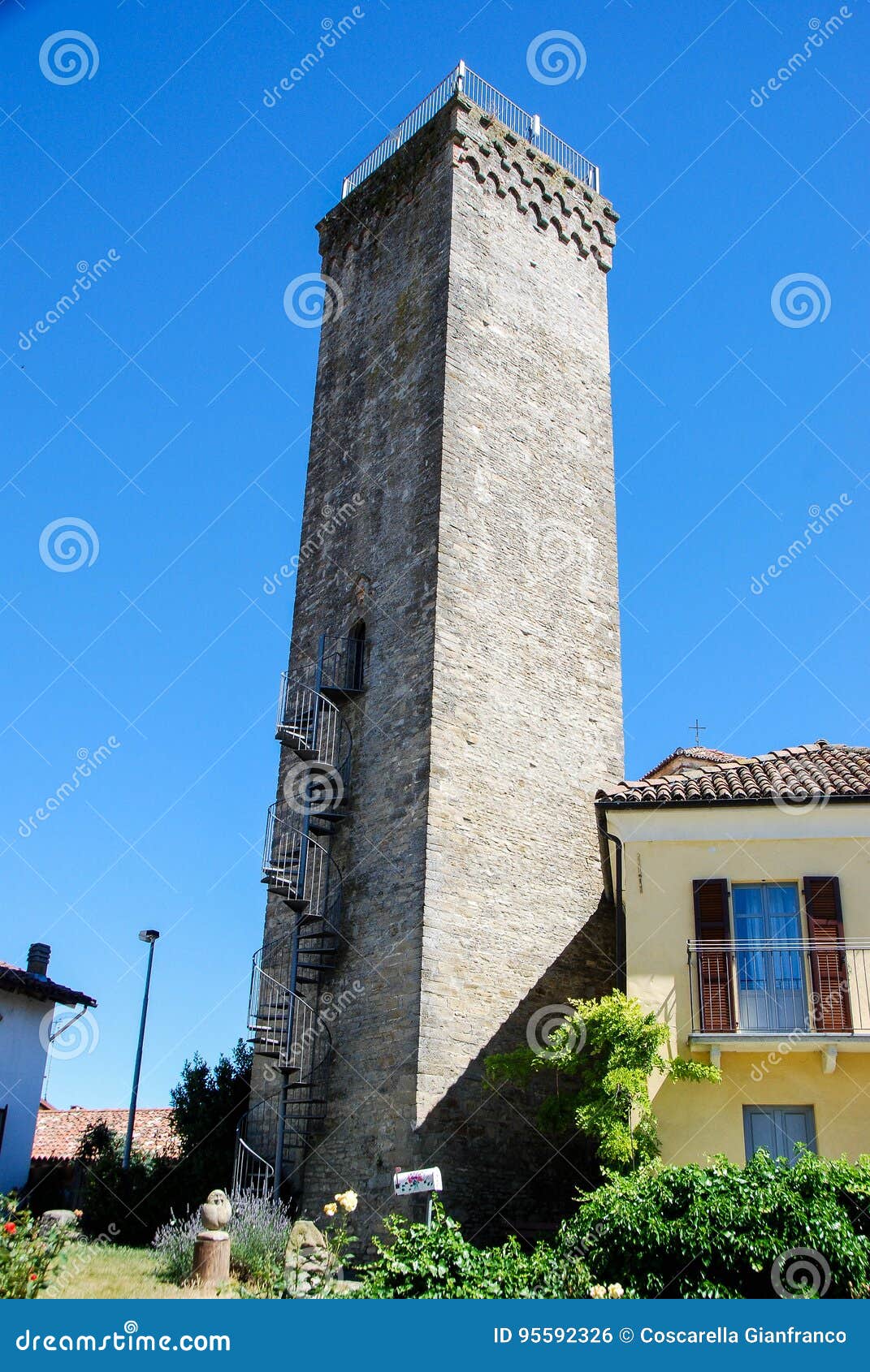 Tower of Albaretto Torre, Piedmont - Italy Stock Photo - Image of belbo ...