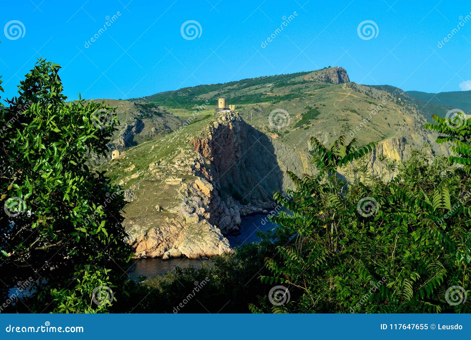 The Tower of an Ancient Castle on Top of a Cliff Stock Image - Image of ...