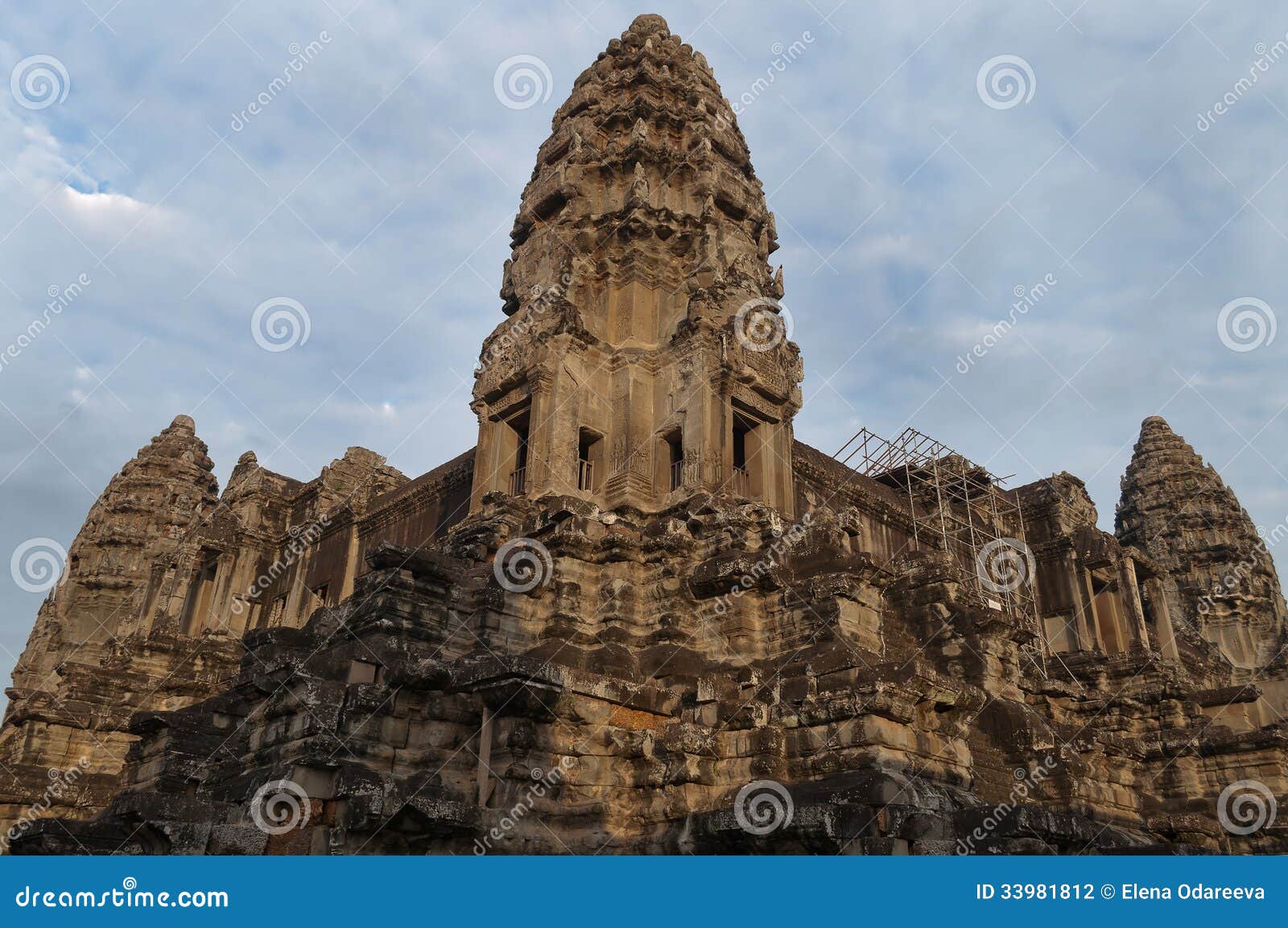 Tower of Angkor Wat stock photo. Image of construction - 33981812