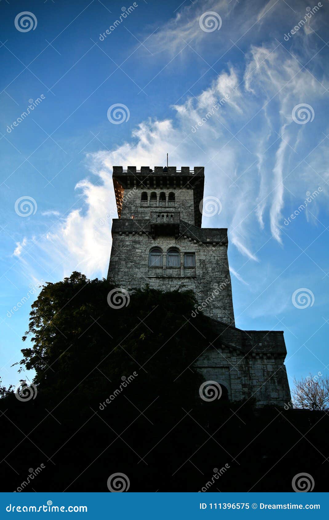 Tower on Background of Blue Stock Image - Image of view, closeup: 111396575