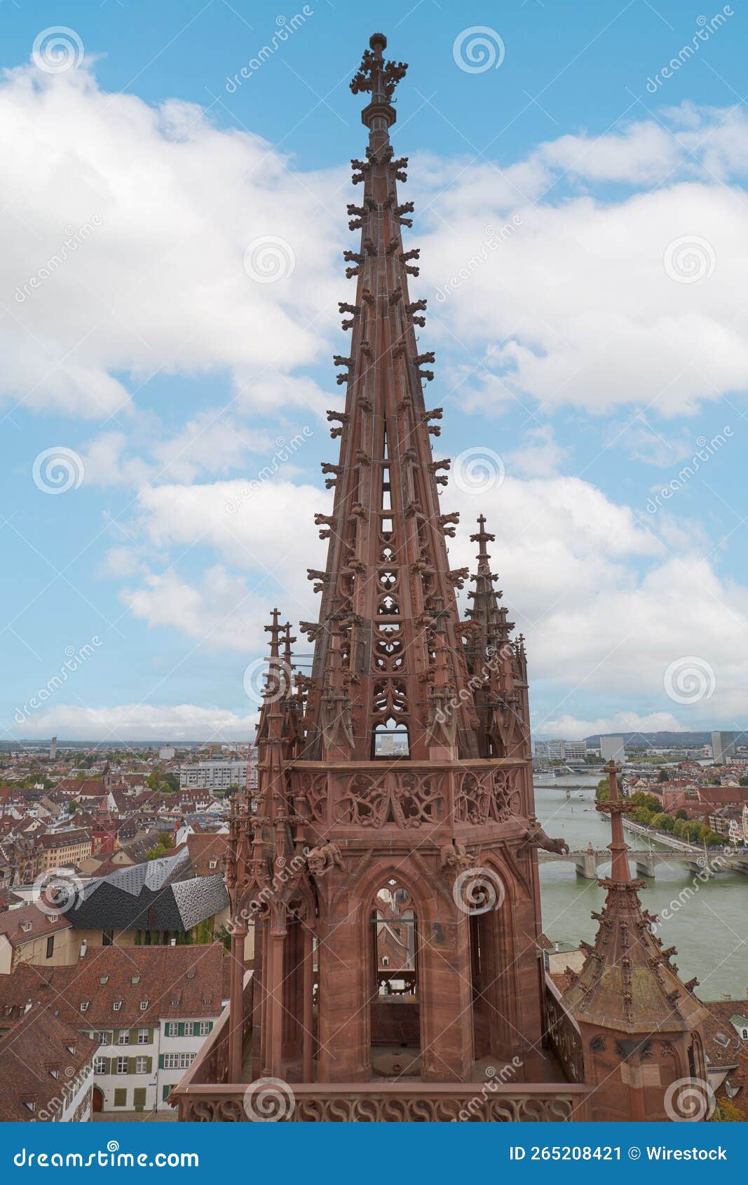 Tower of the Basel Cathedral in Switzerland Stock Image - Image of ...