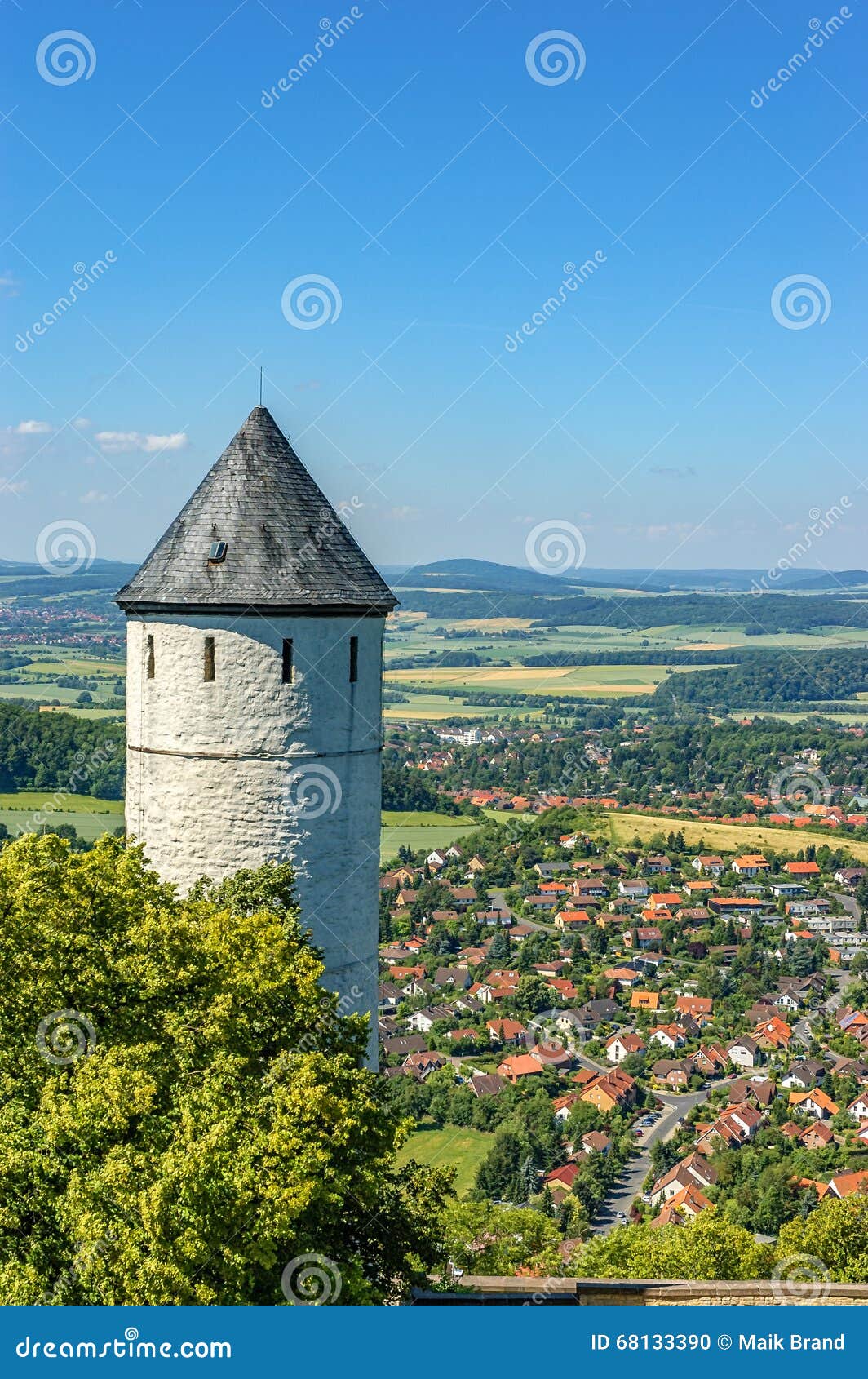 Tower and Beautiful Landscape and Small Town Stock Photo - Image of ...