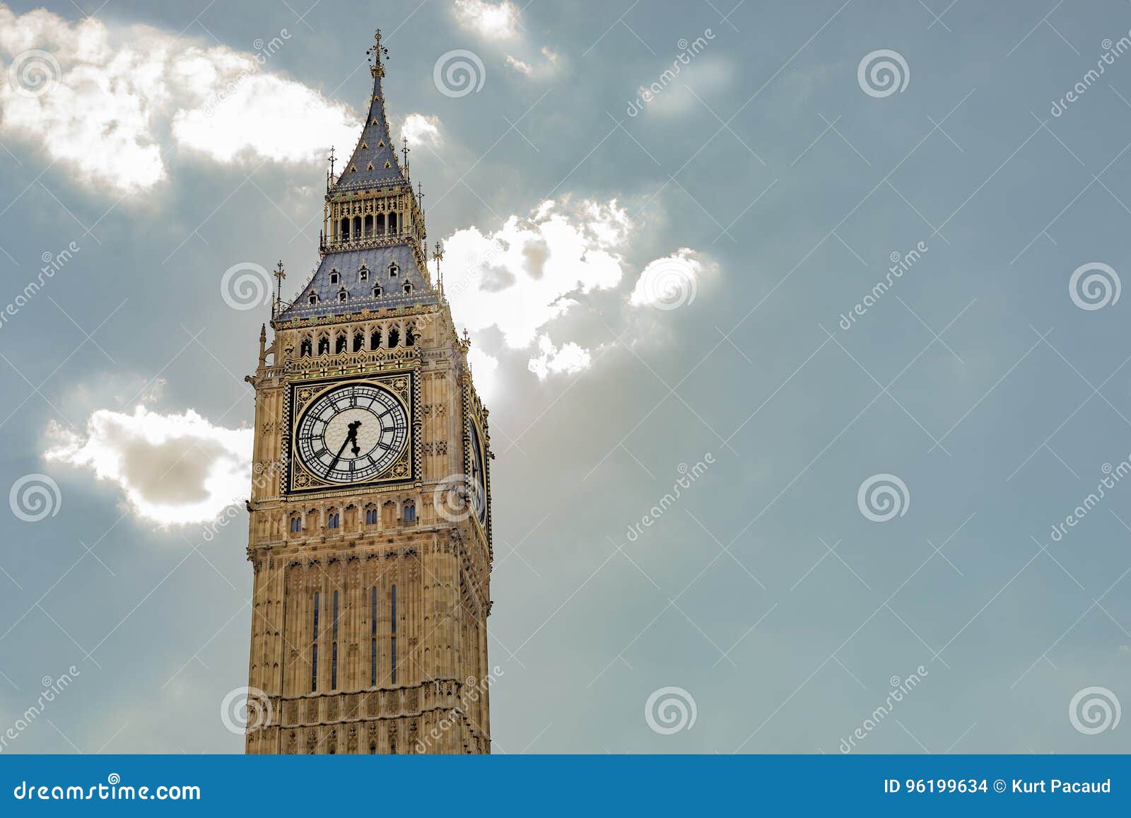 Tower of Big Ben in Front of Bright Clouds Stock Photo - Image of ...
